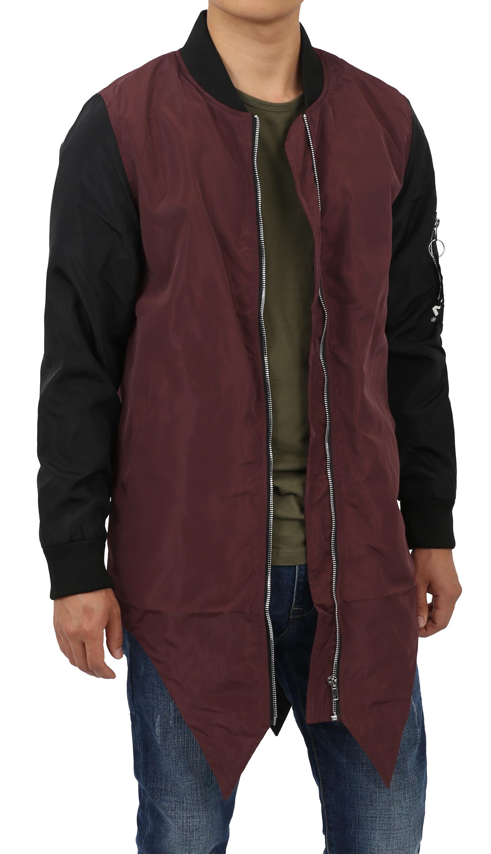 Ma Croix Mens Long Tail Jacket Lightweight Casual Bomber Windbreaker ...