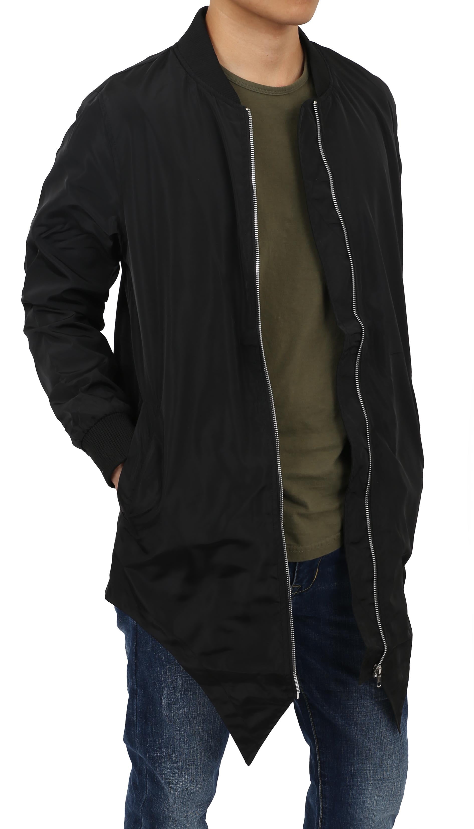 Ma Croix Mens Long Tail Jacket Lightweight Casual Bomber Windbreaker ...