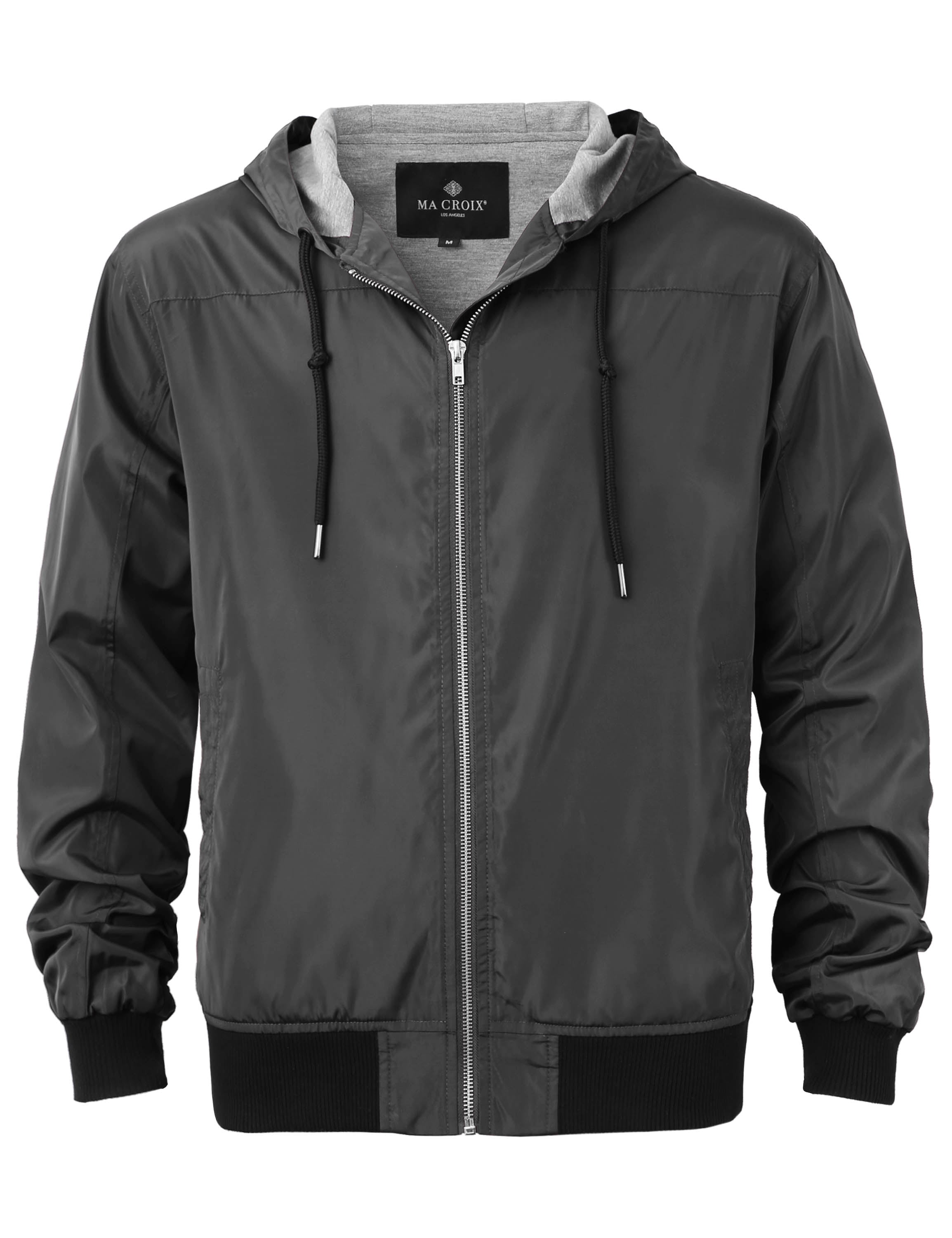 Ma Croix Mens Windbreaker Jacket Slim Fit Water & Wind Resistant Active ...