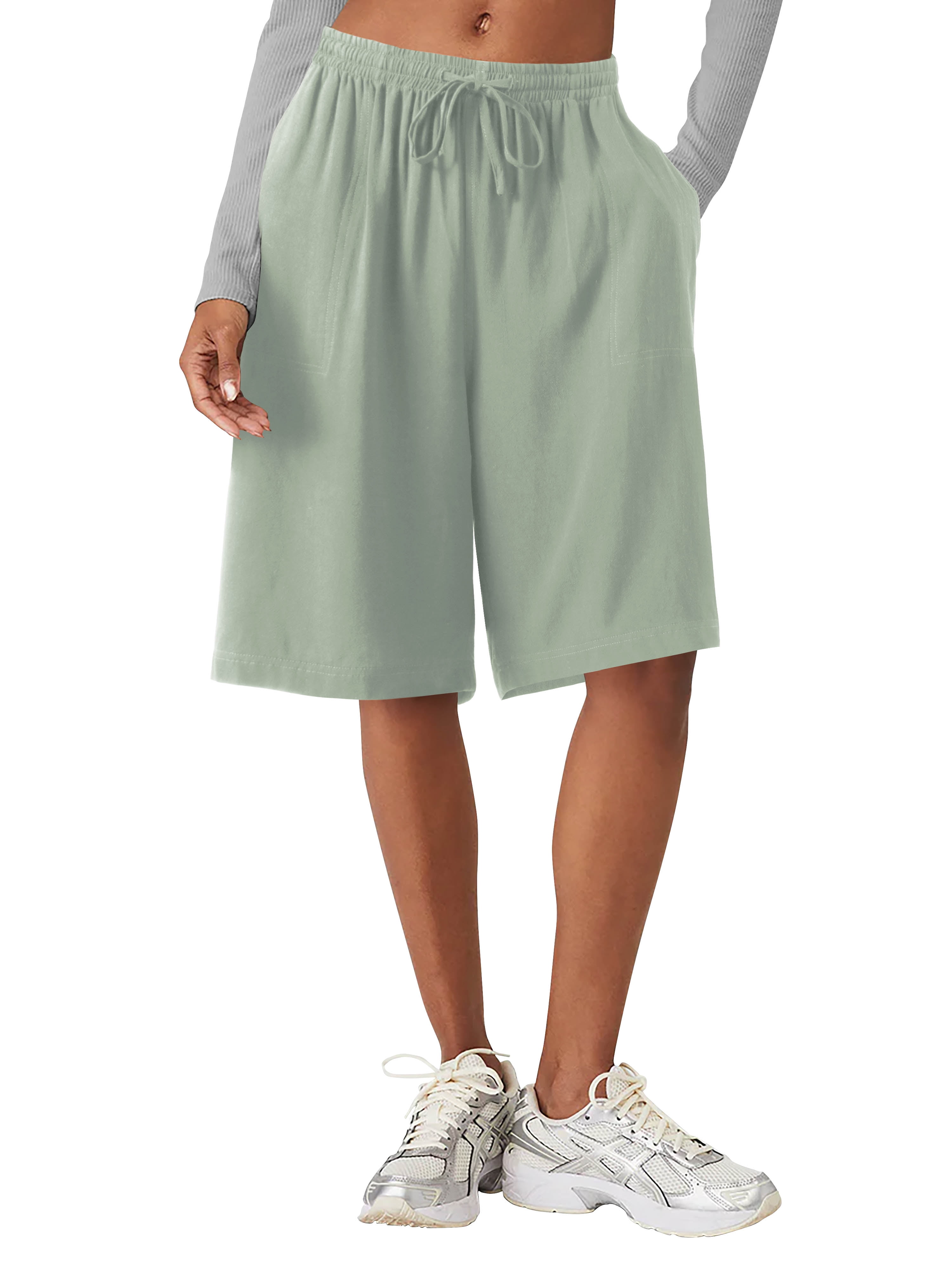 Ma Croix Womens Bermuda Resort Shorts Long Comfy Linen Blend Short ...