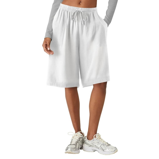 Ma Croix Womens Bermuda Shorts Long Comfy Linen Blend Short Summer Knee ...