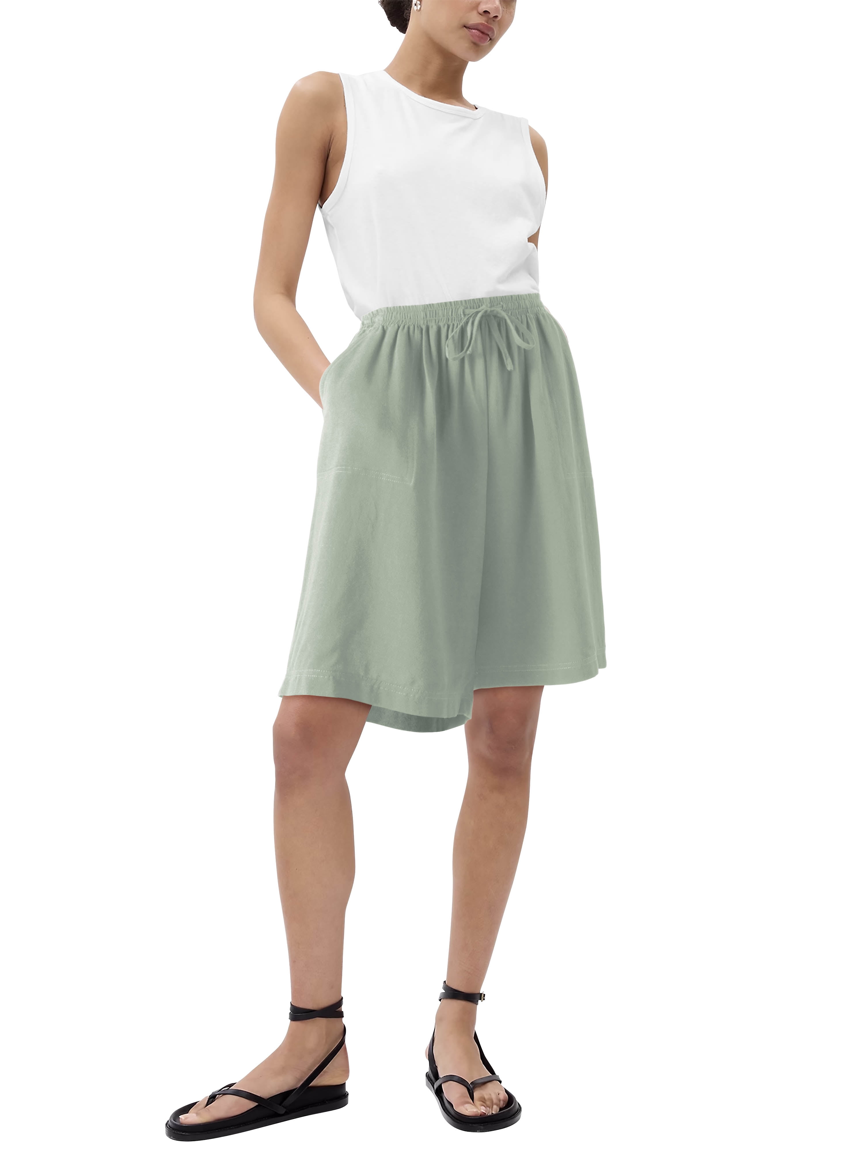 Ma Croix Womens Premium Bermuda Shorts Long Comfy Linen Blend Shorts ...