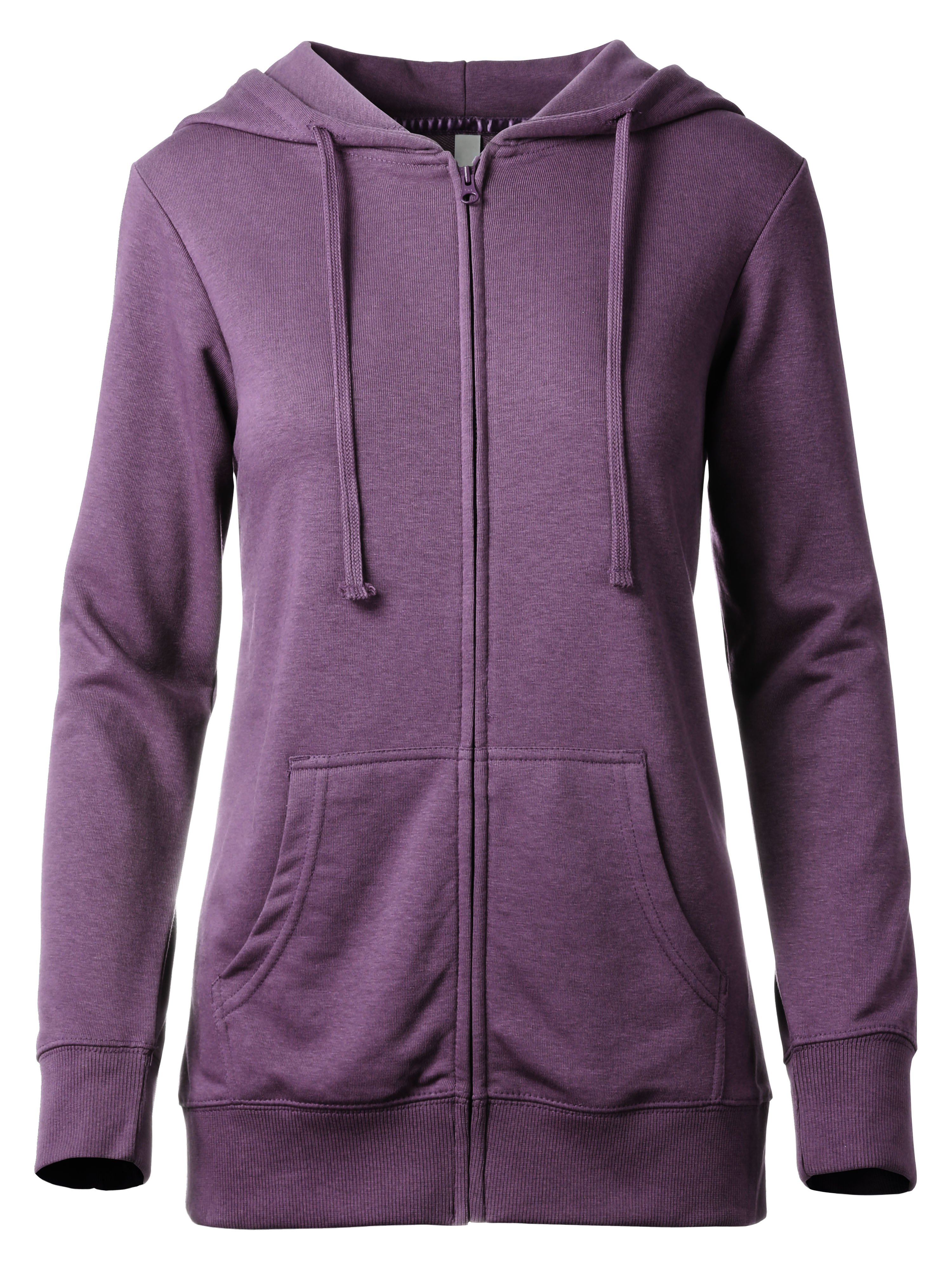 Hoodies for Women KONBECA Women's Solid Color Zip up Hoodie, Long ...