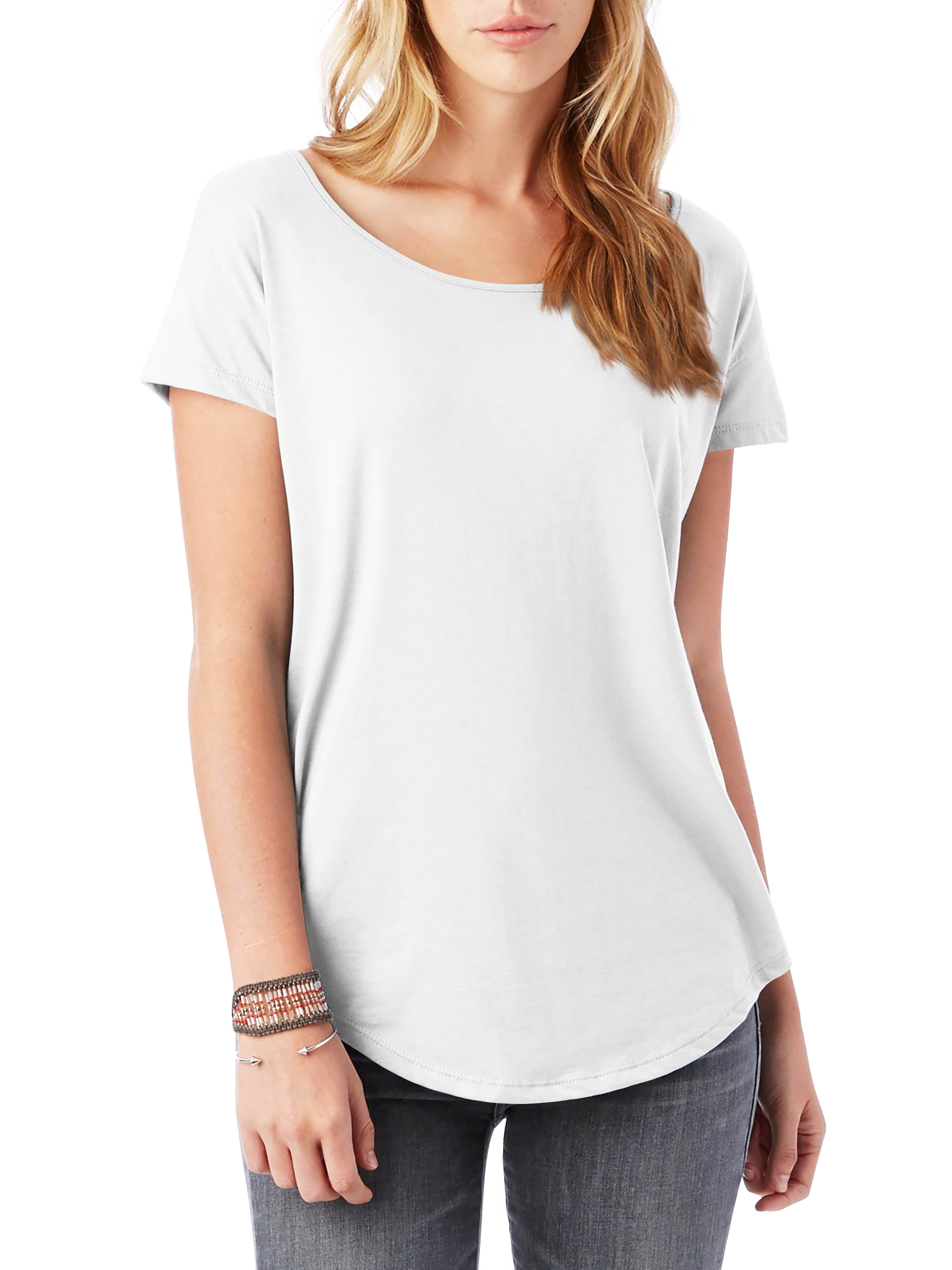 Ma Croix Womens Scoop Neck Longline Tee Round Bottom T Short Sleeve ...