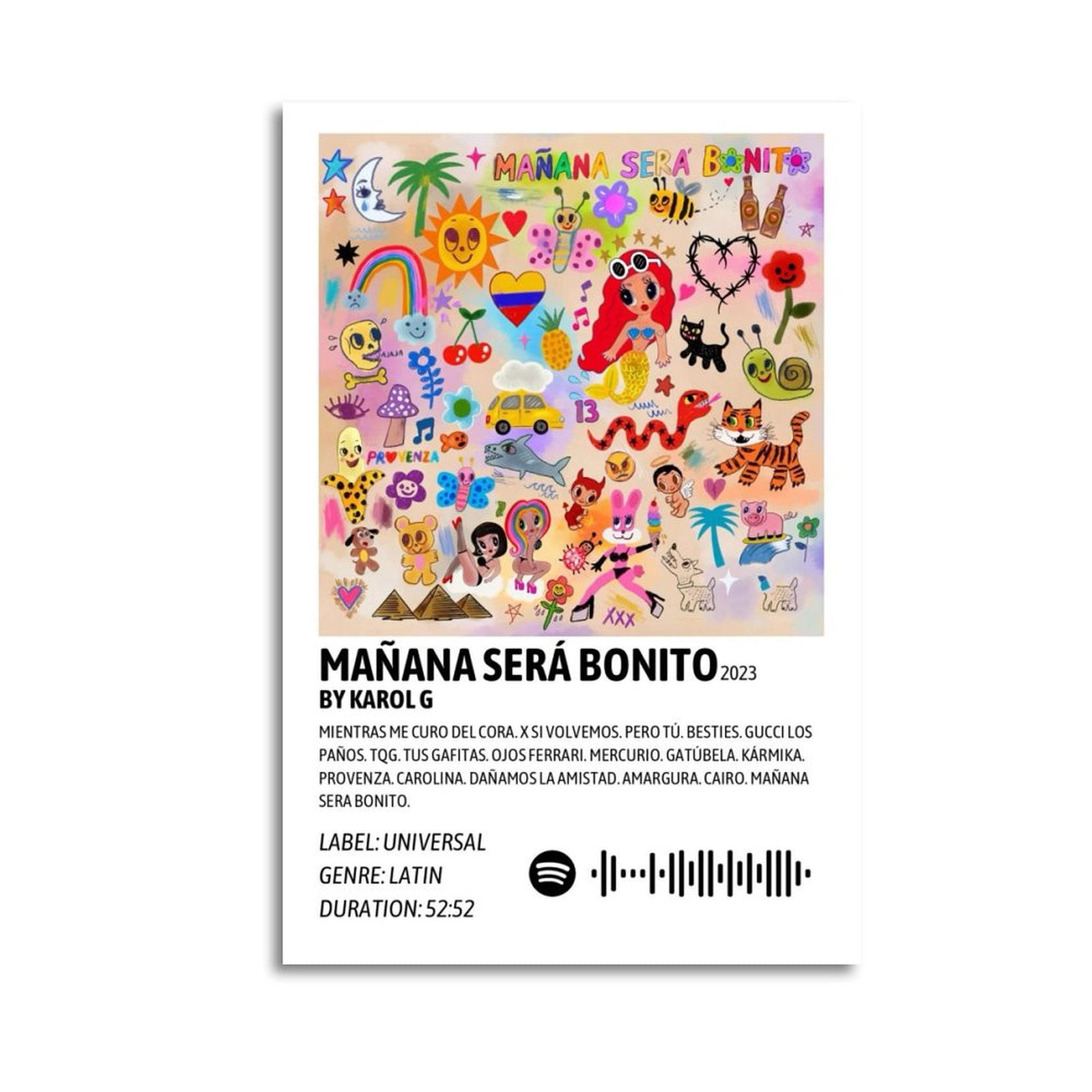 Mañana Será Bonito- Karol G Poster Decoration Vibrant High-end Wall ...