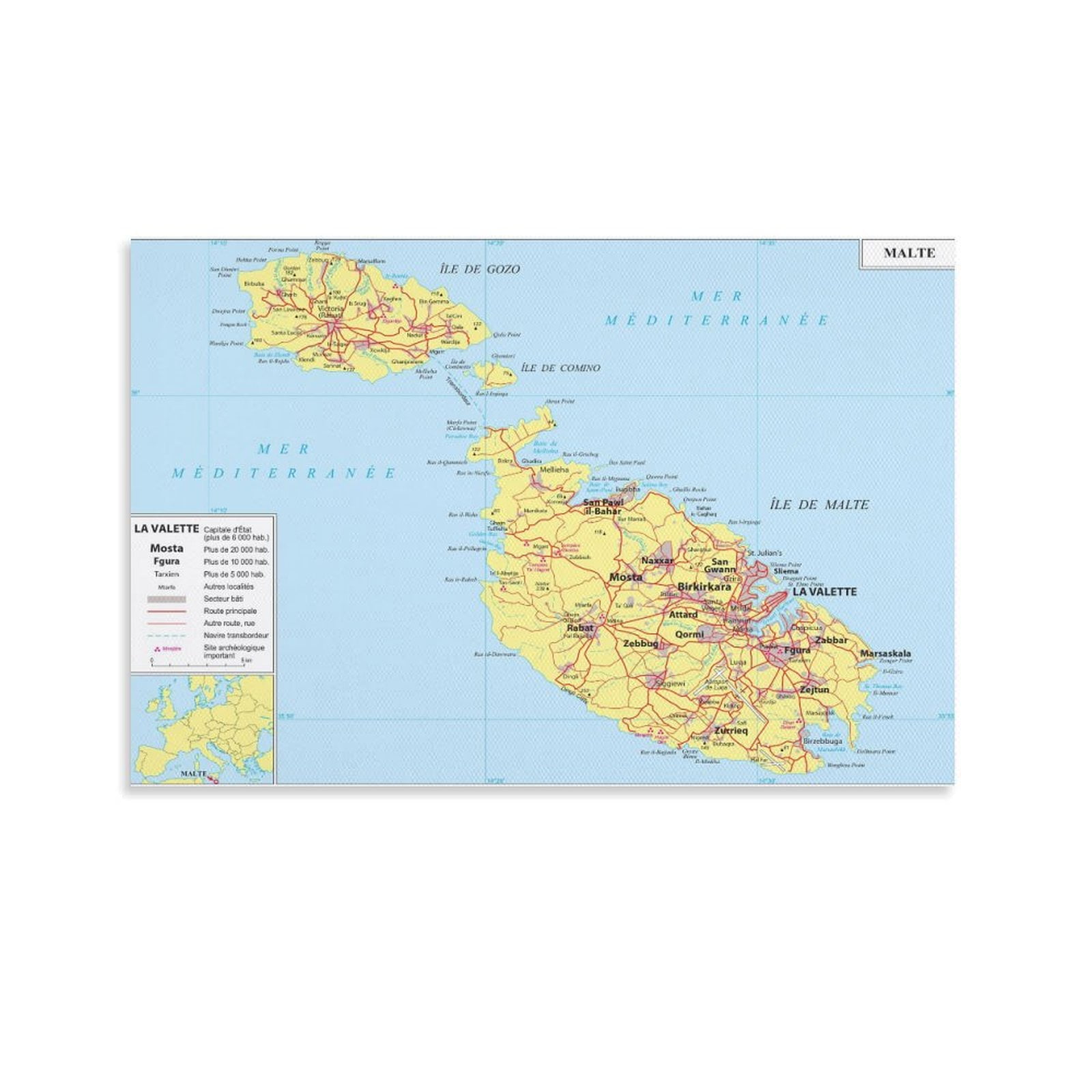 Ma-lta Map Posters Poster Cool Artworks Painting Wall Art Canvas Prints ...