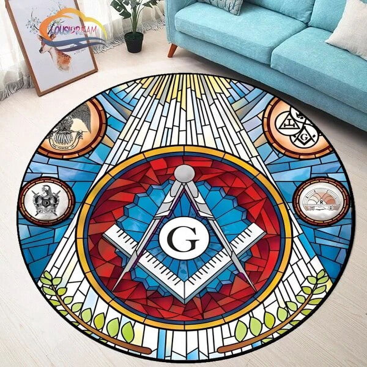 Ma round Carpet Freemasonry series rug Freemason Living Room non-slip ...