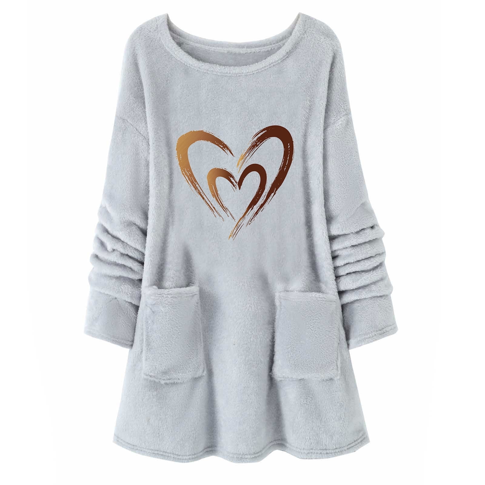 MaFYtyTPR Sweatshirts for Women Women's Plush Fashion Round Neck ...