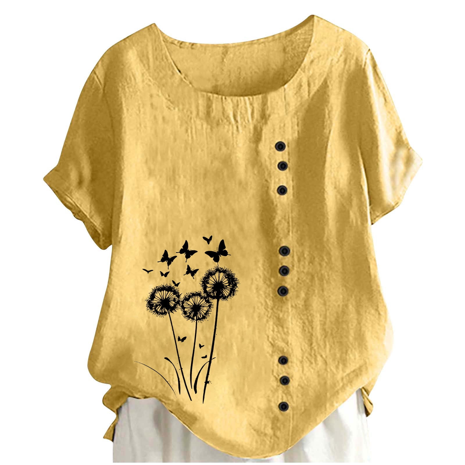 MaFYtyTPR Short Sleeve T-Shirts for Women Casual Round Neck Floral ...
