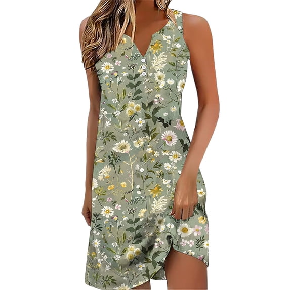 MaFYtyTPR Sleeveless Dress for Women Floral Print Dress Tropical Style ...