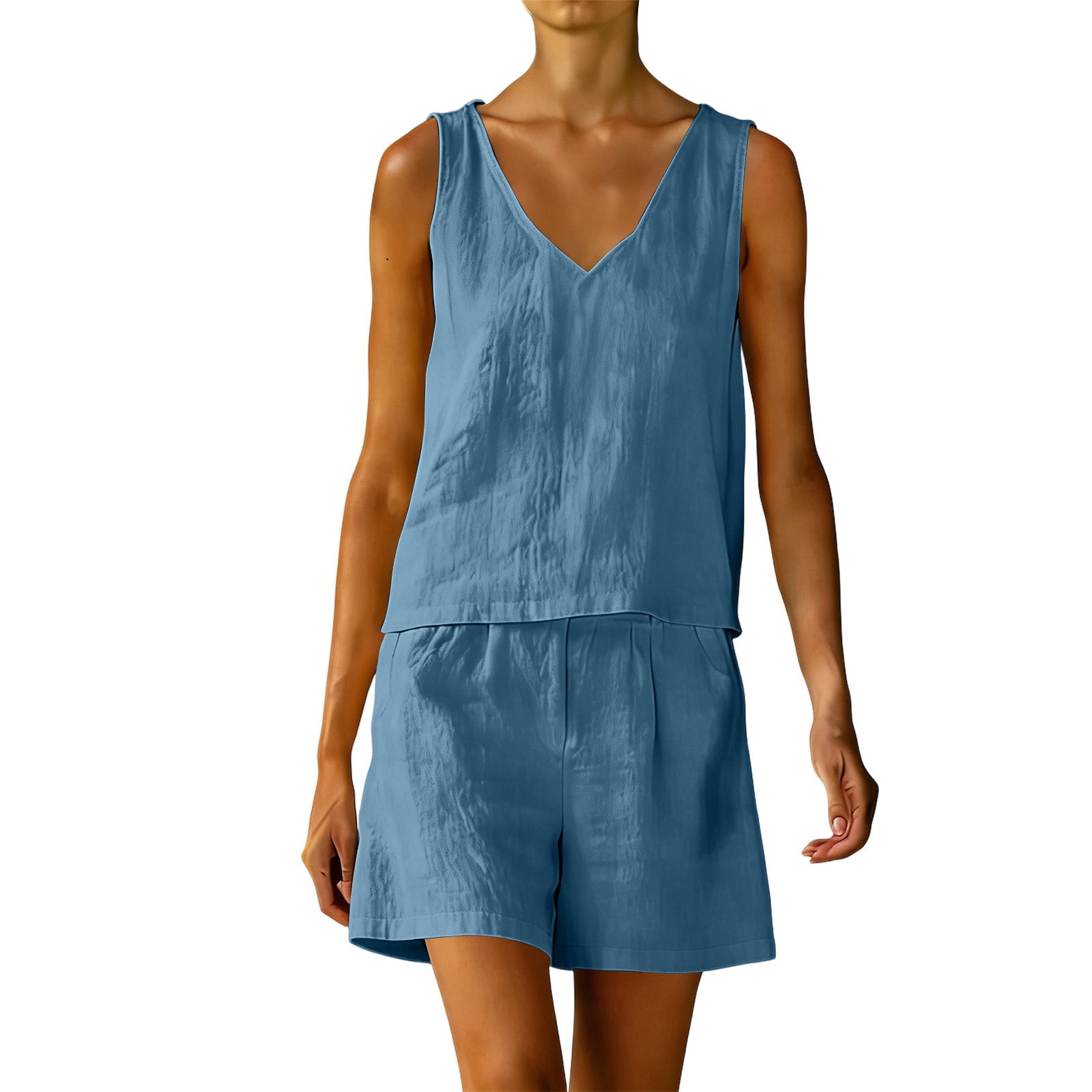 MaFYtyTPR Two Piece Sets For Women Spring Summer Cotton Linen Outfits ...