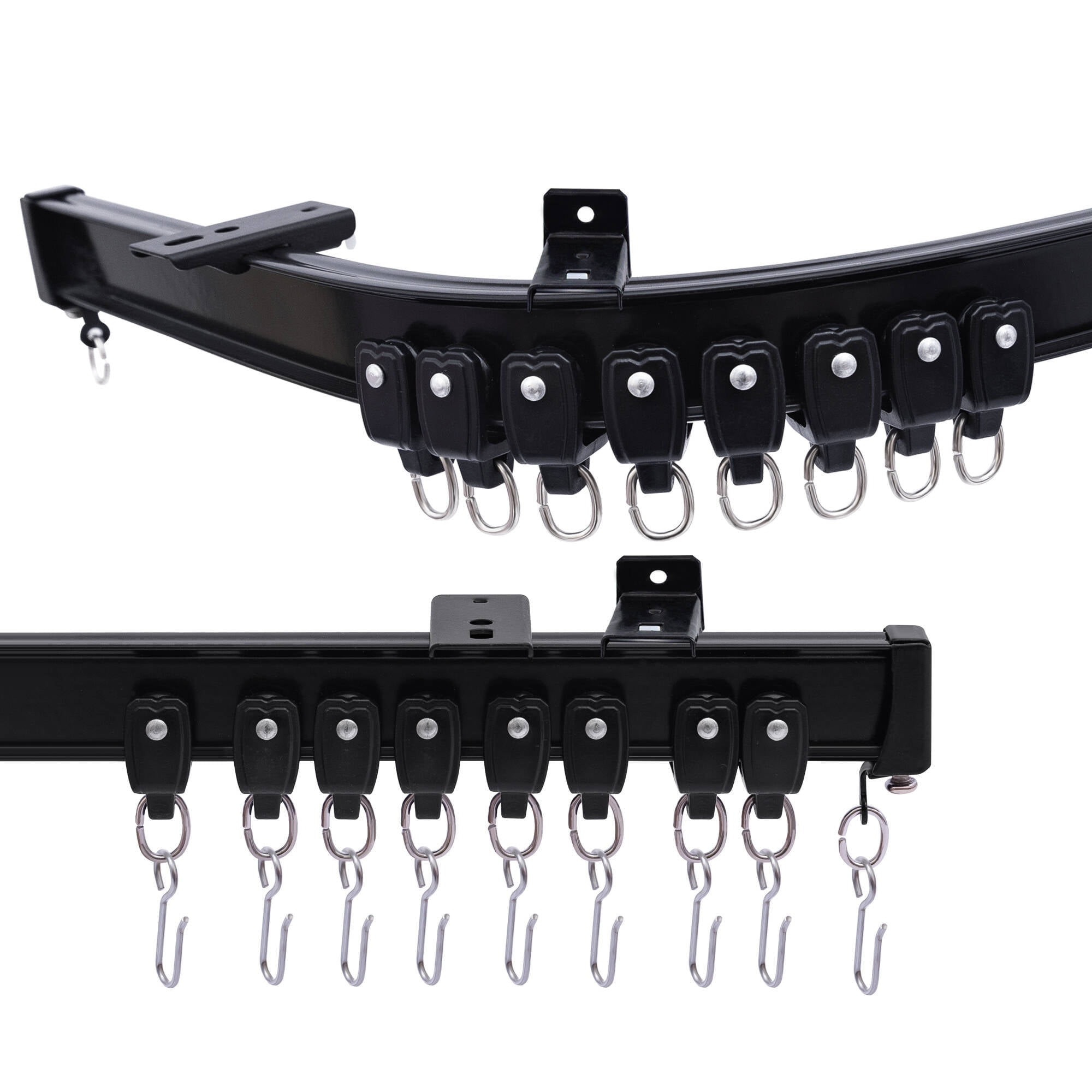 MaKefeile Ceiling Wall Mounted Curtain Track with Hooks Flexible ...