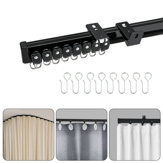 MaKefeile Ceiling Wall Mounted Curtain Track with Hooks Flexible ...