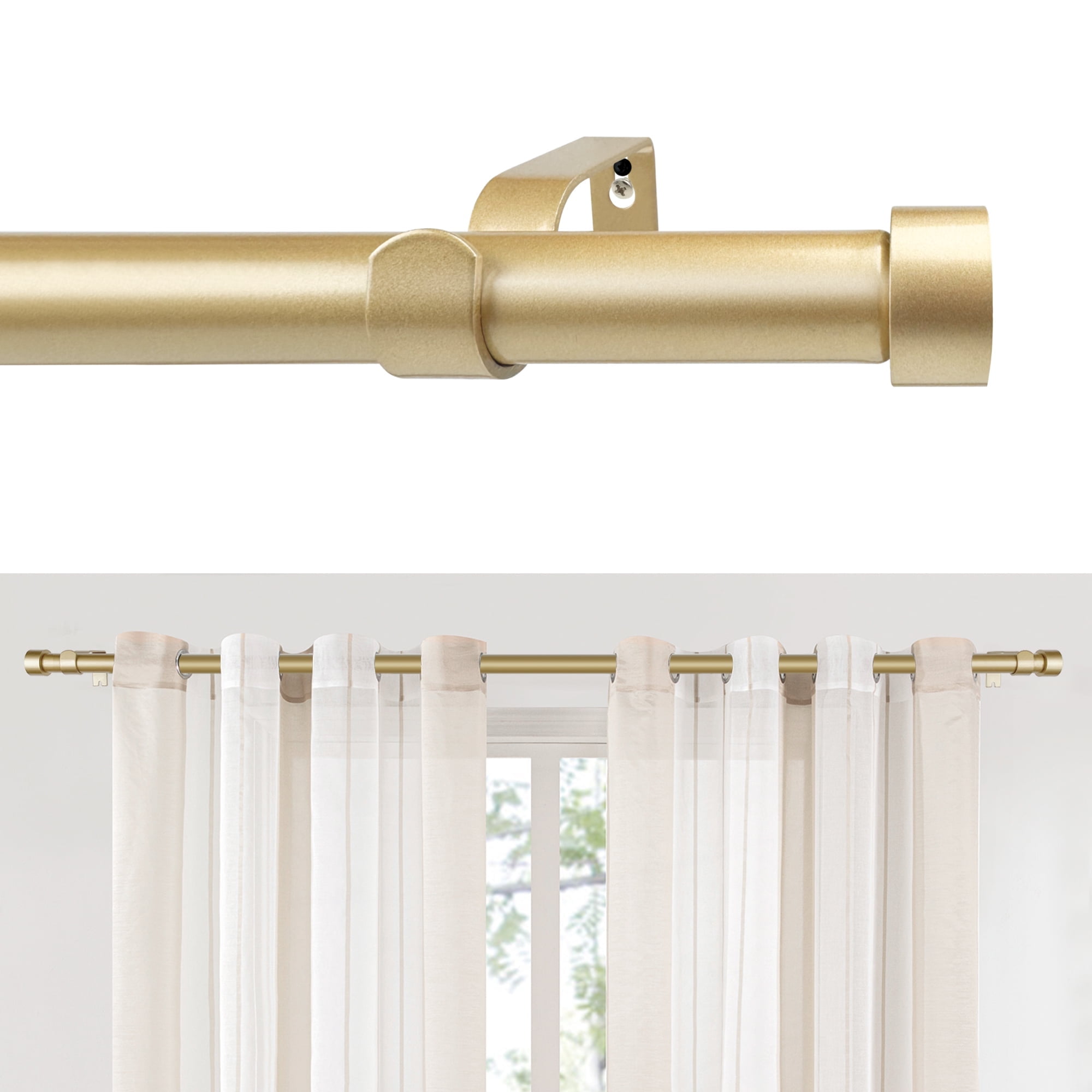 MaKefeile Classic 48-144 Inch Gold Curtain Rods Heavy duty Single ...