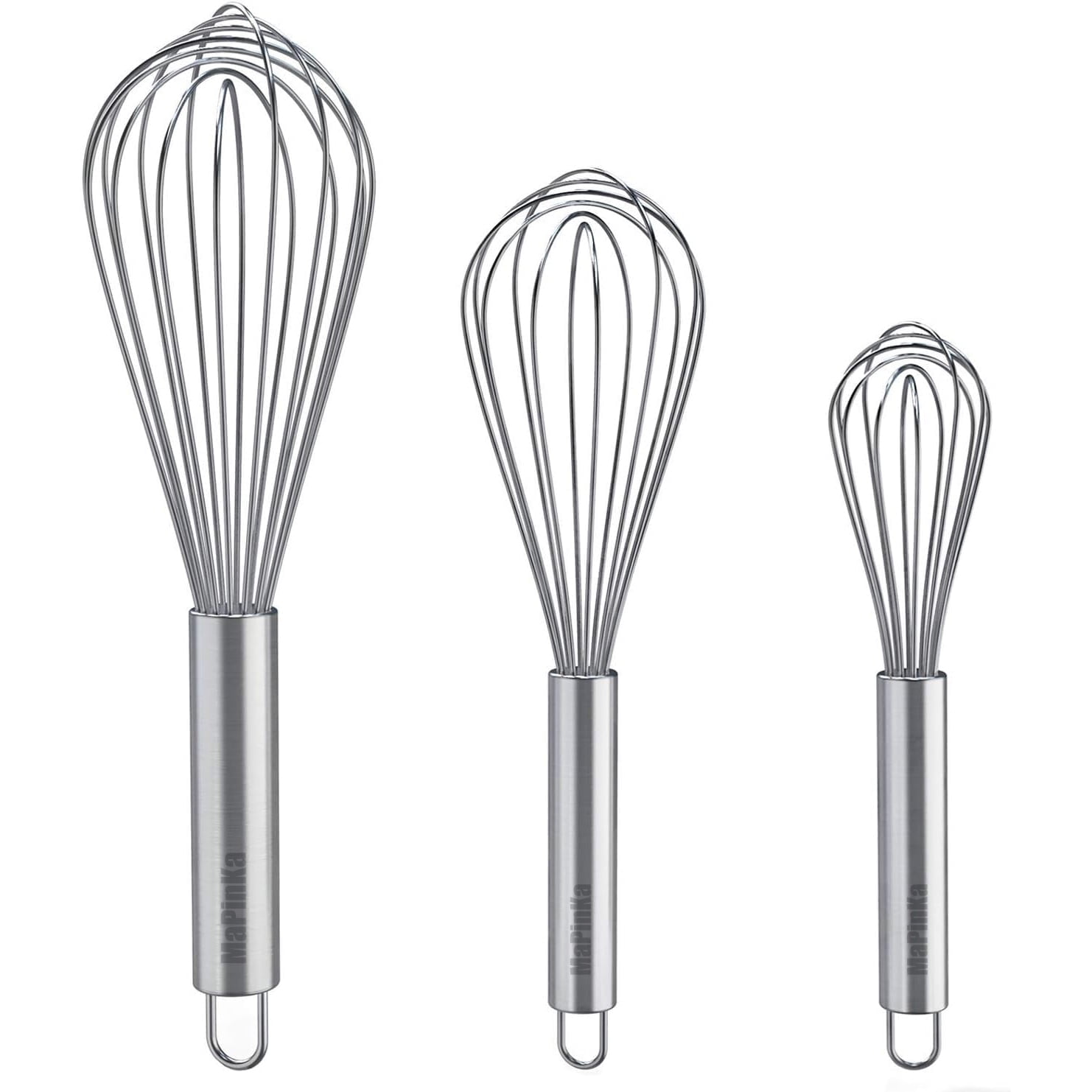 MaPinKa Whisks for Cooking, 3 Pack Stainless Steel Whisk for Blending ...