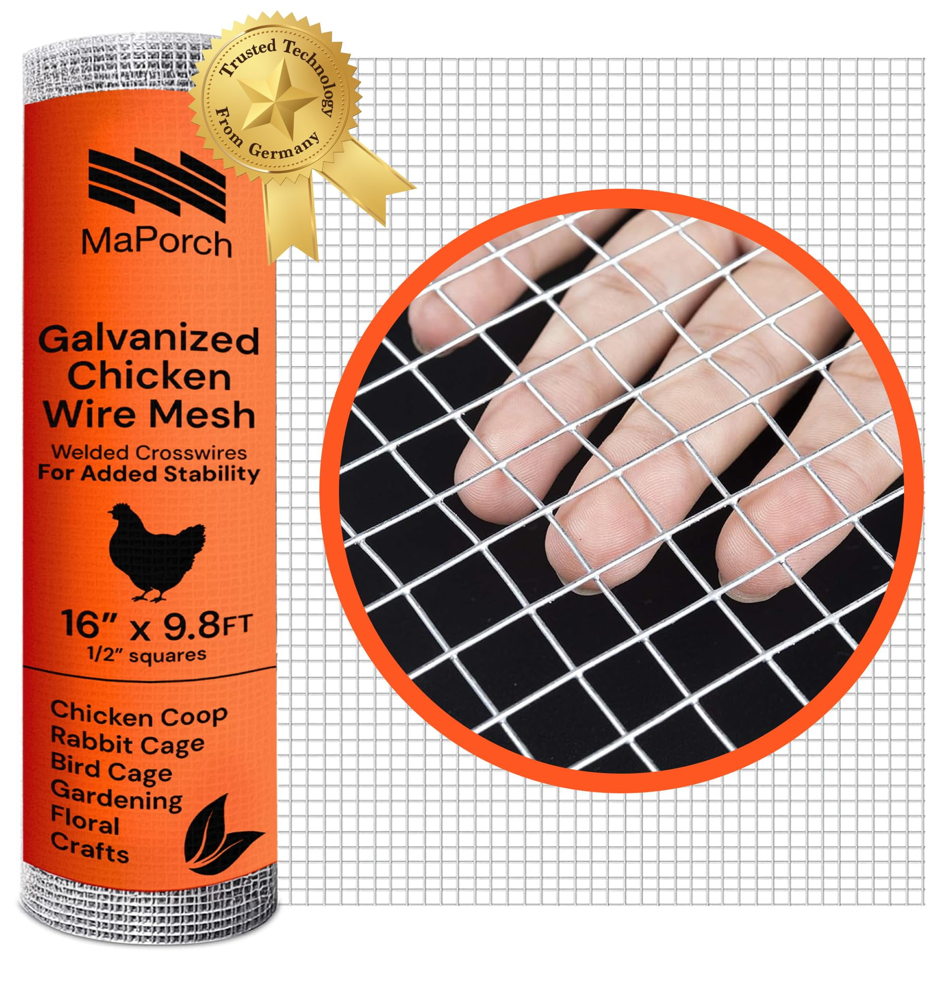 MaPorch Hardware Cloth Mesh - Galvanized Chicken Wire Mesh (15.7'' x ...