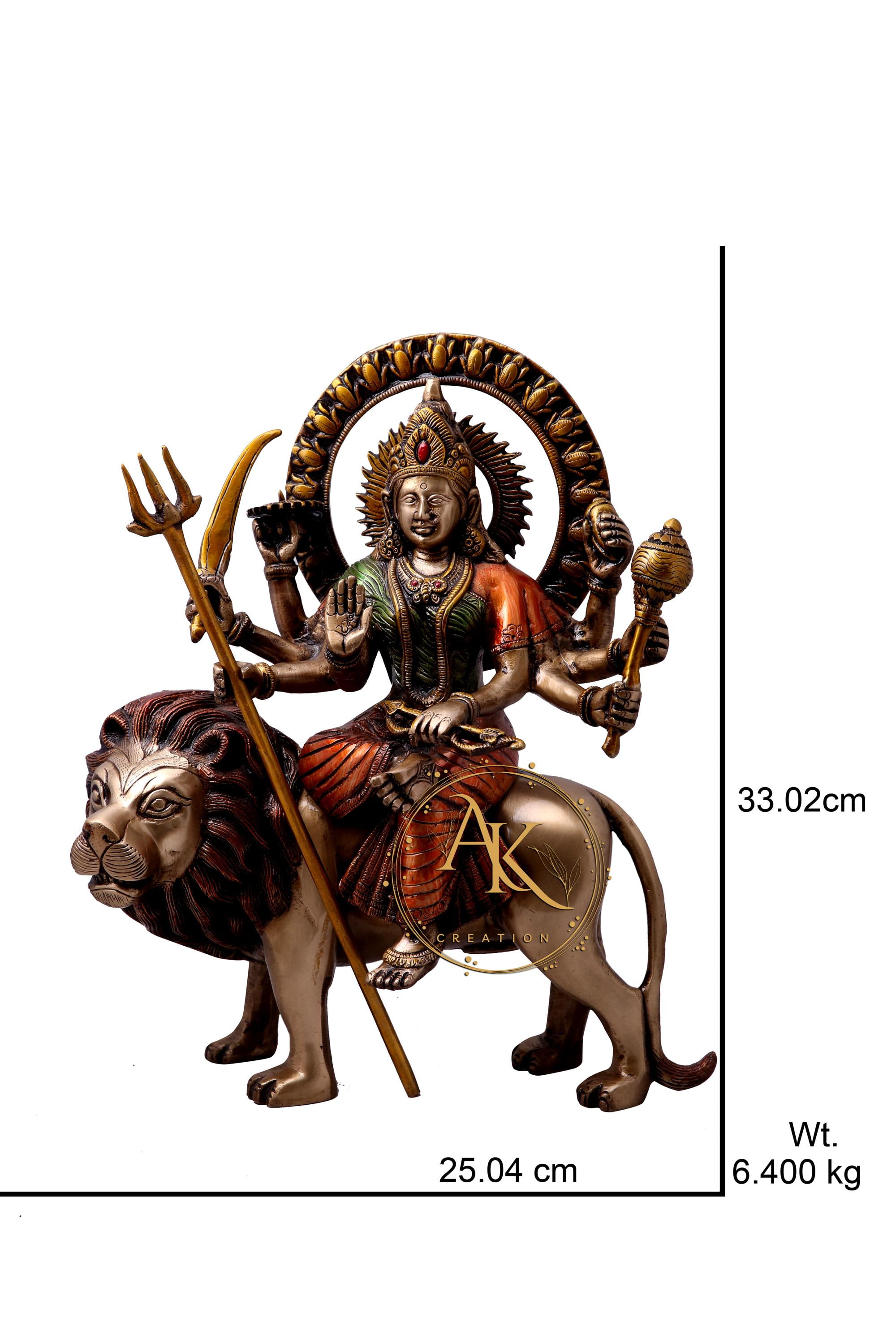 Maa Durga Brass Idol - Hindu God Statue - Decorative Murti- Indian God ...