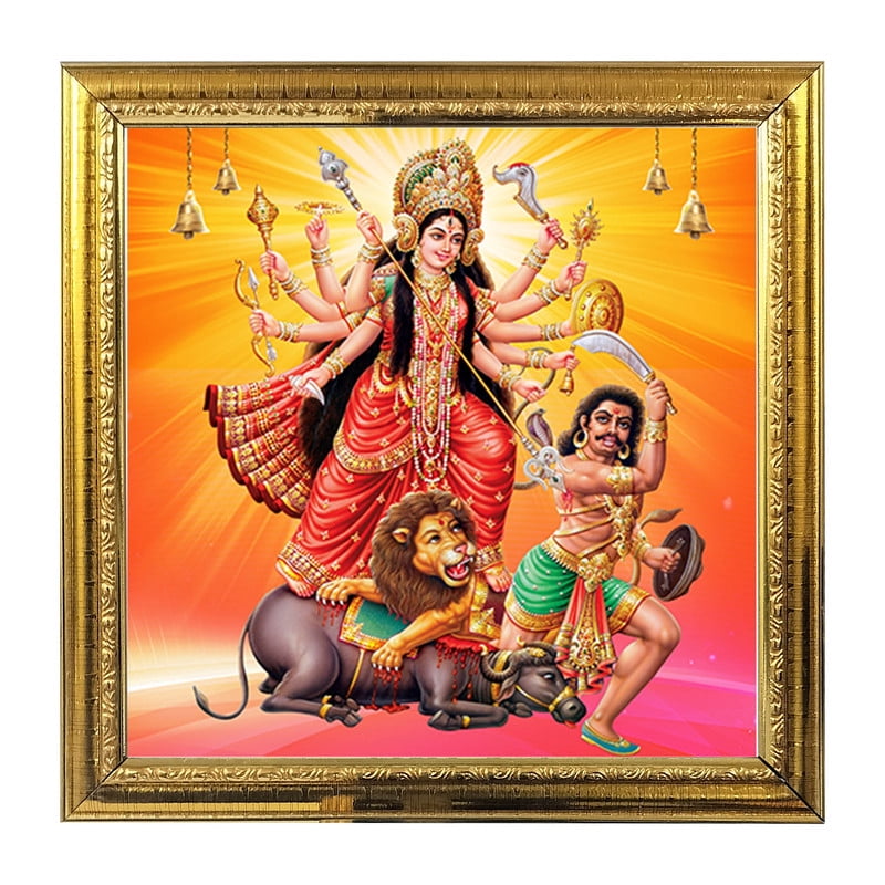 Maa Durga God Idol Photo Frame for Pooja Hindu Bhagwan Devi Devta Wall ...