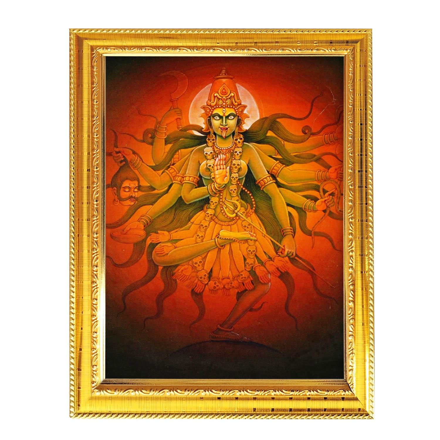 Maa Kali God Photo Golden Frames Decorative Wall Mount Home Temple 8 ...