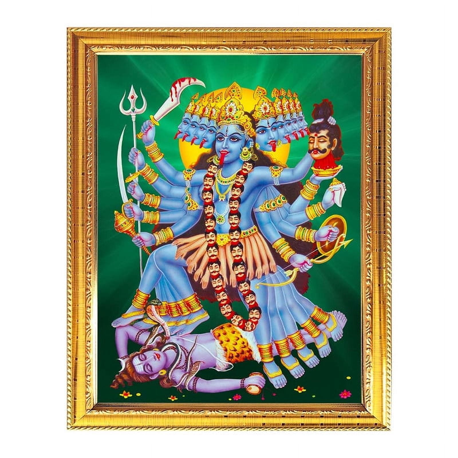 Maa Kali Indian God Photo With Golden Frames For Pooja And Wall Gift ...