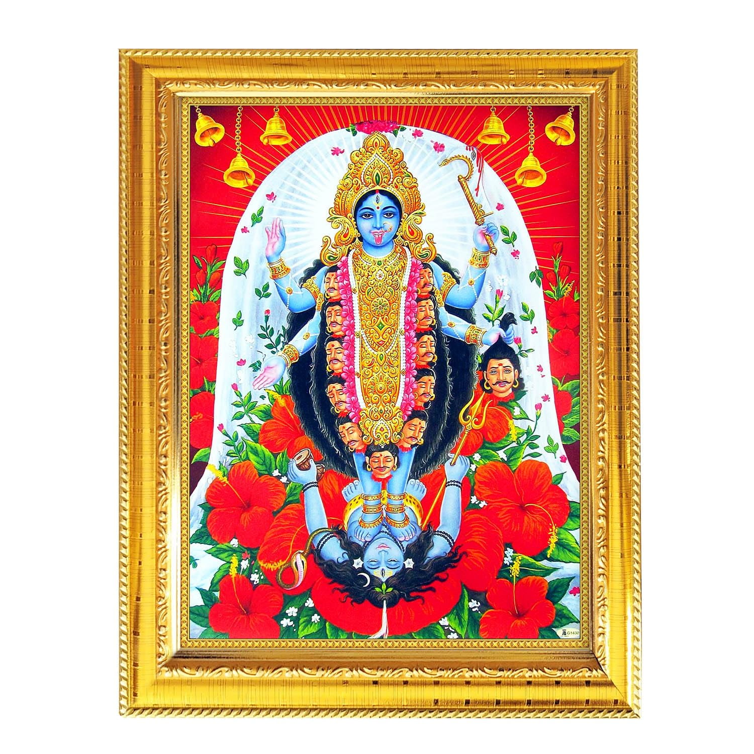 Maa Kali Indian God Photo With Golden Frames Wall Decorative Mount ...