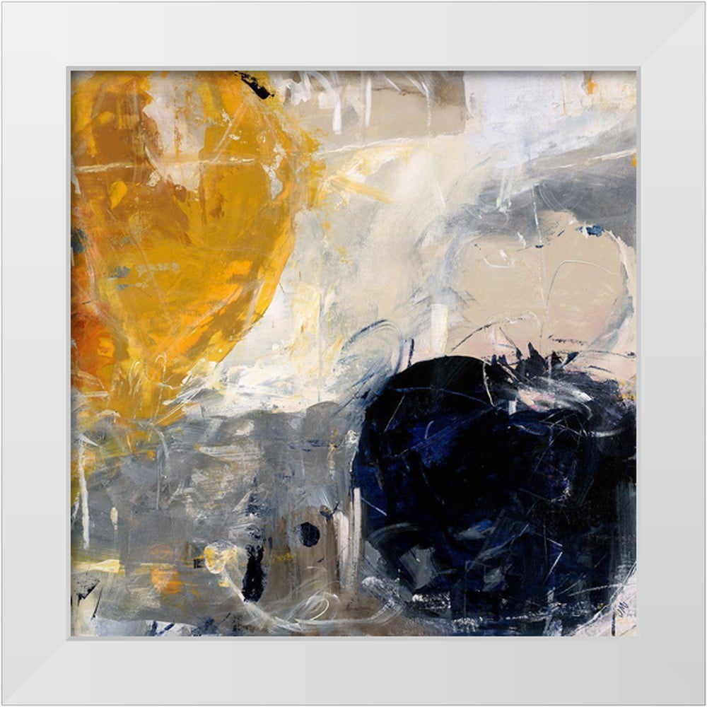 Maas, Jodi 26x26 White Modern Wood Framed Museum Art Print Titled - Gold Grey and Blue - Walmart.com