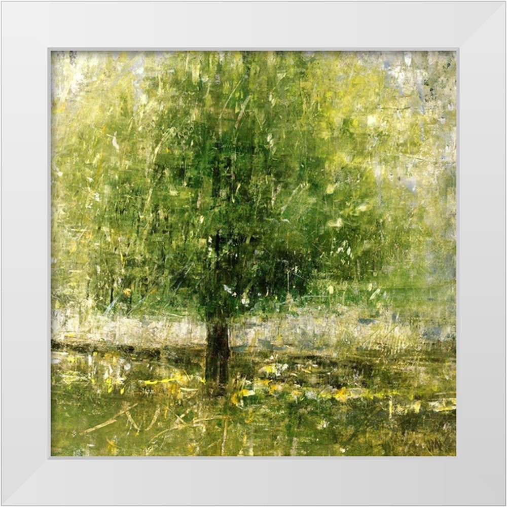 Maas, Jodi 26x26 White Modern Wood Framed Museum Art Print Titled - Green Lit Tree - Walmart.com