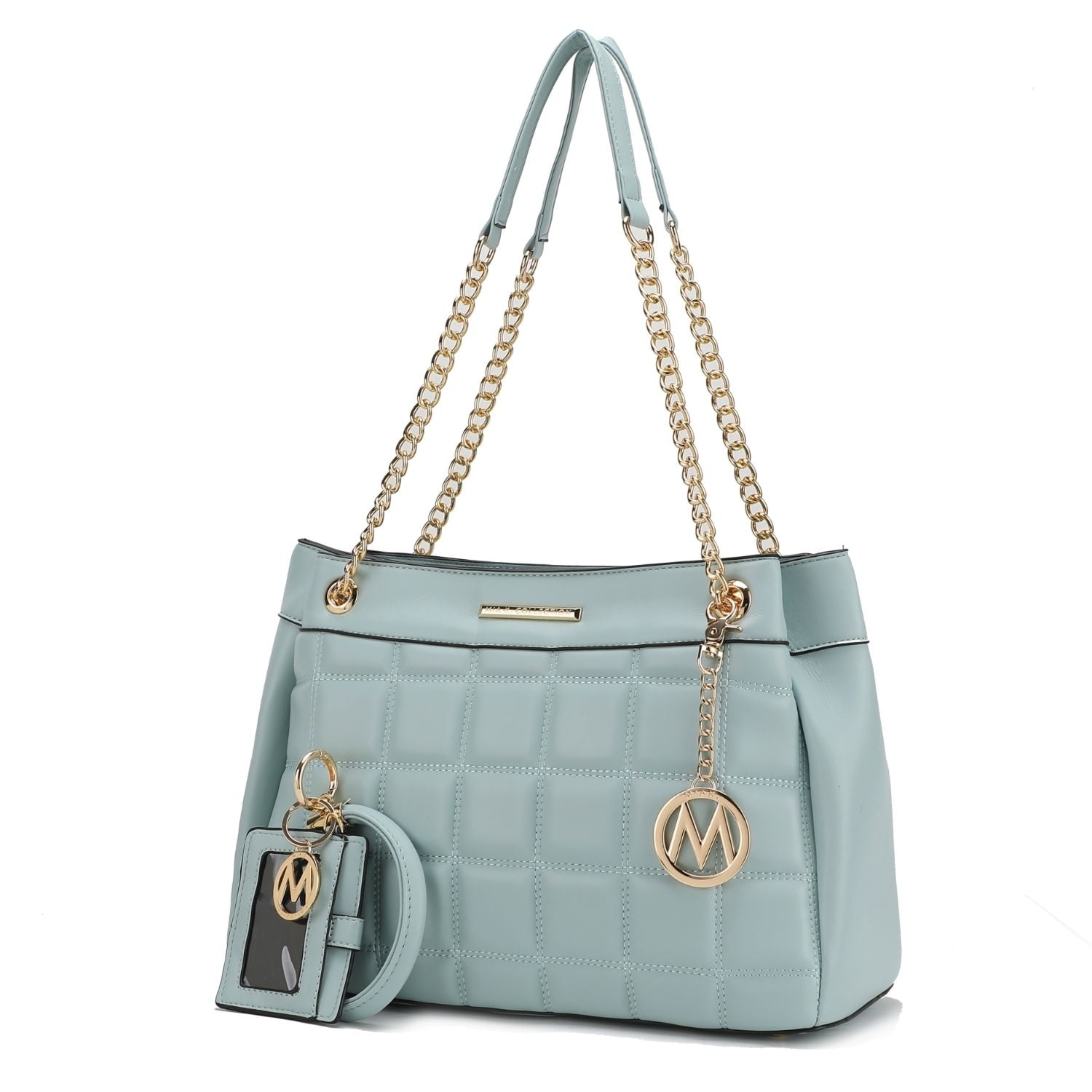 Mabel Quilted Vegan Leather Womens shoulder Bag with Bracelet Keychain ...