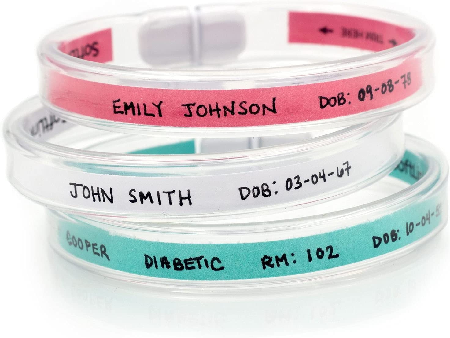 Mabis ID Wrist Bands, 50 Count, Tubular and Waterproof with Multiple ...