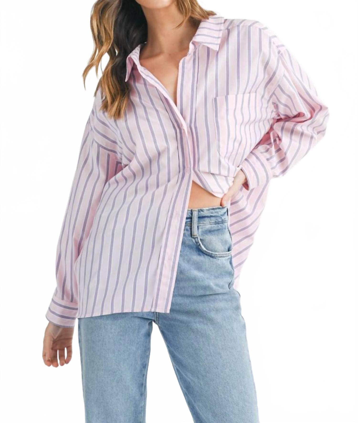 Mable Cindy Stripped Button Down Shirt - Walmart.com