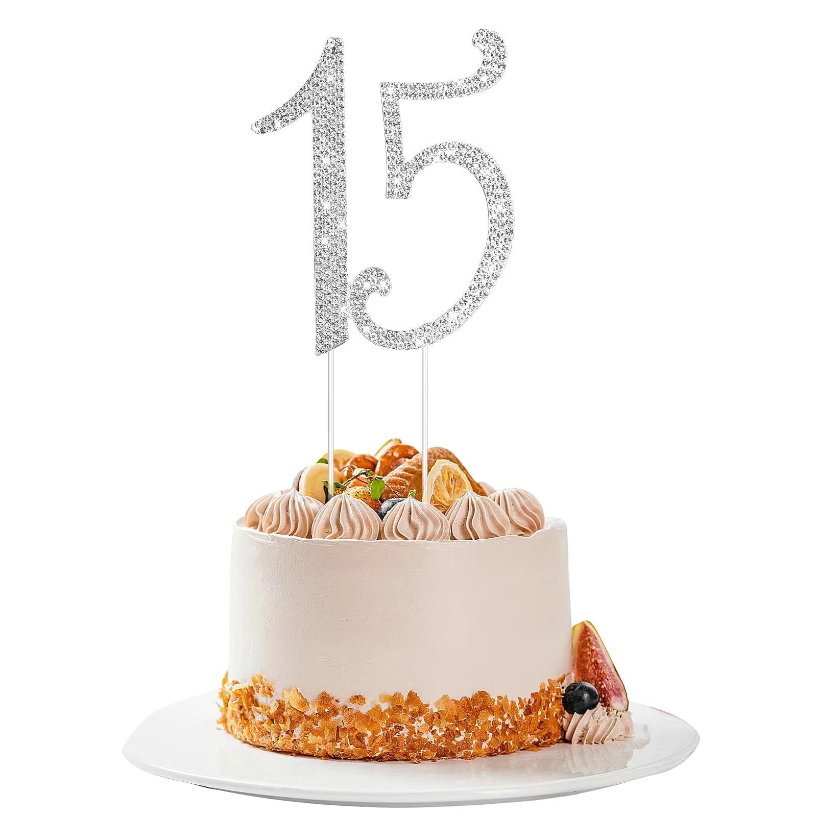 Mabor 15 Cake Topper, Crystal Happy RST1 Number 15th Birthday Cake ...