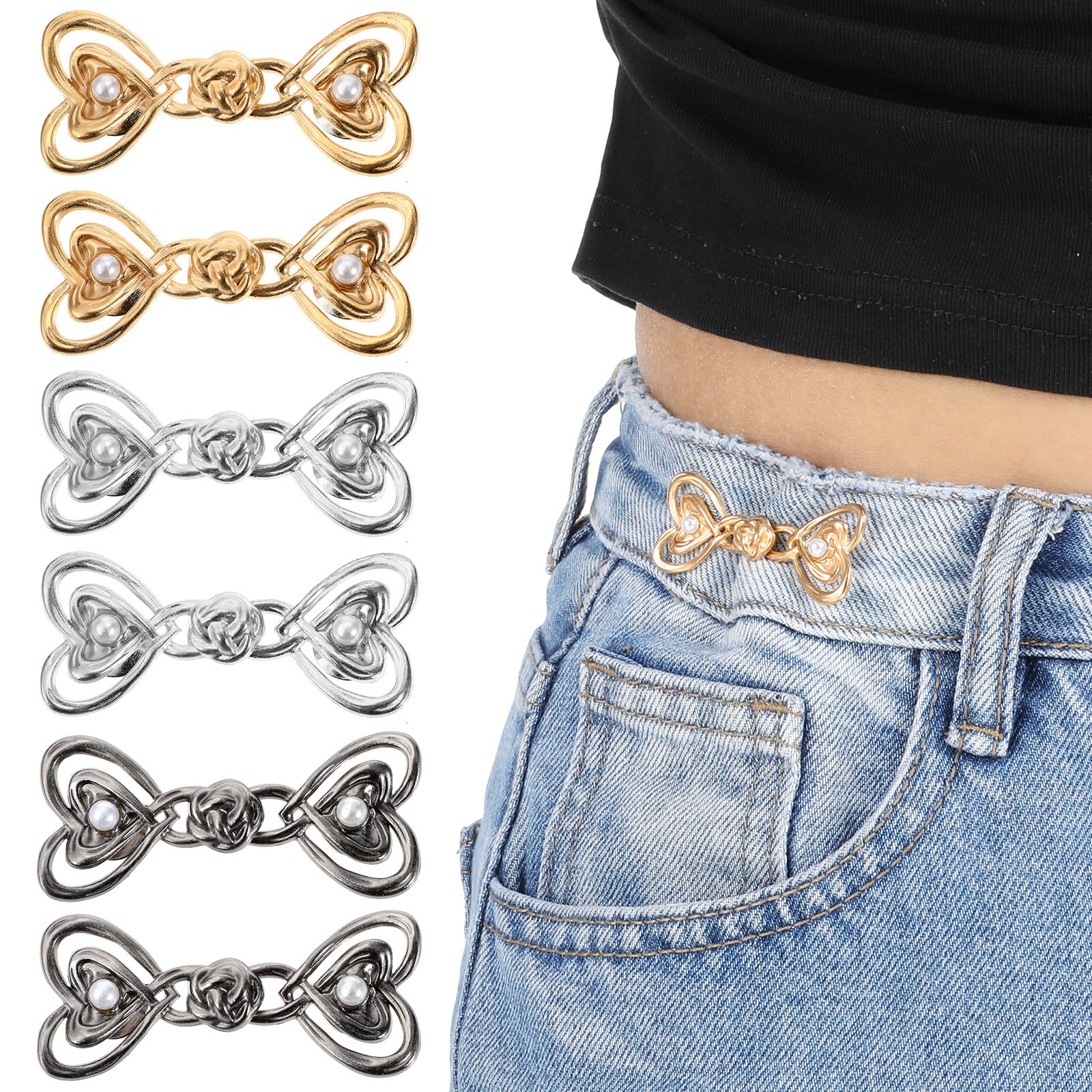 Mabor 6 Set Pants Waist Tightener Heart Waist Adjuster for Loose Pants ...