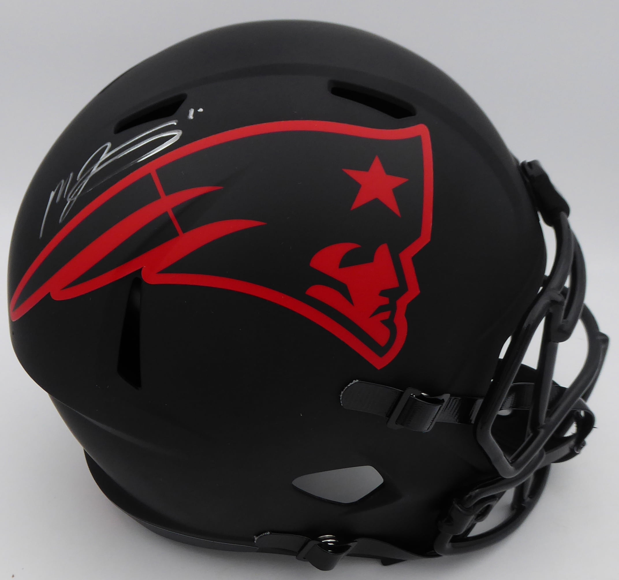 Mac Jones Autographed New England Patriots Eclipse Black Full Size ...