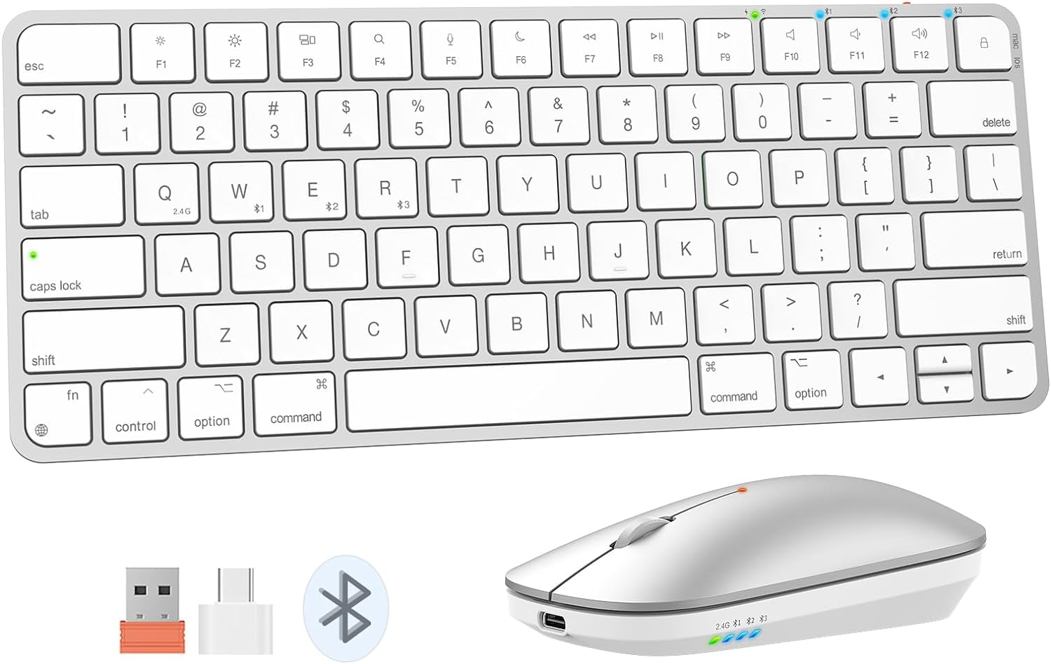 Mac Keyboard and Mouse, Multi Device Bluetooth Wireless Quiet Slim ...