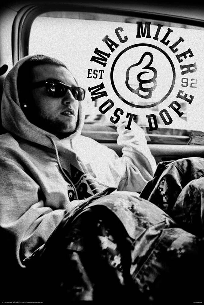 Mac Miller Black & White Music Laminated Concert Poster - 24.5" x 36.5 ...