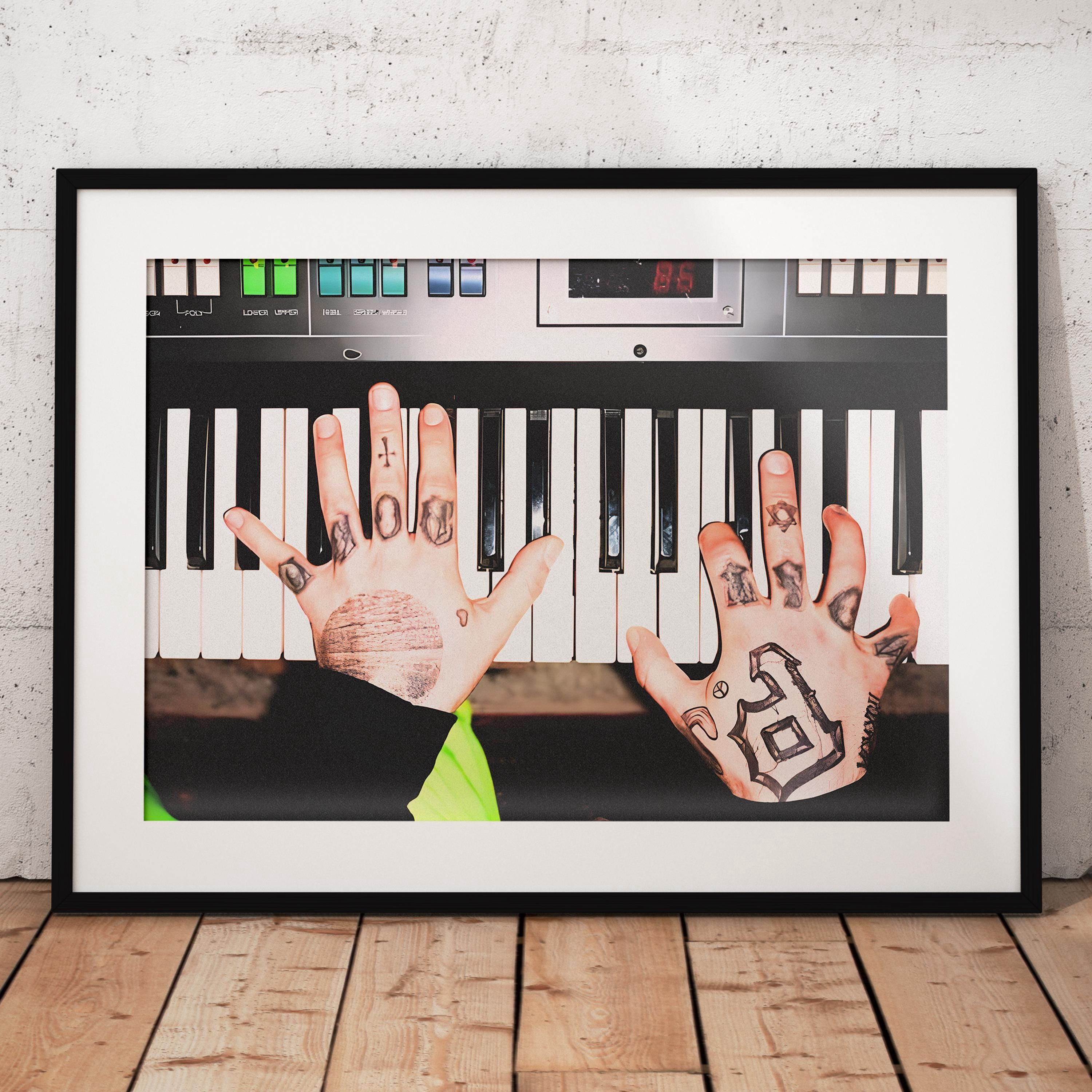 Mac Miller Piano Poster | Tattooed Hands Art Print | Black & White Hip ...