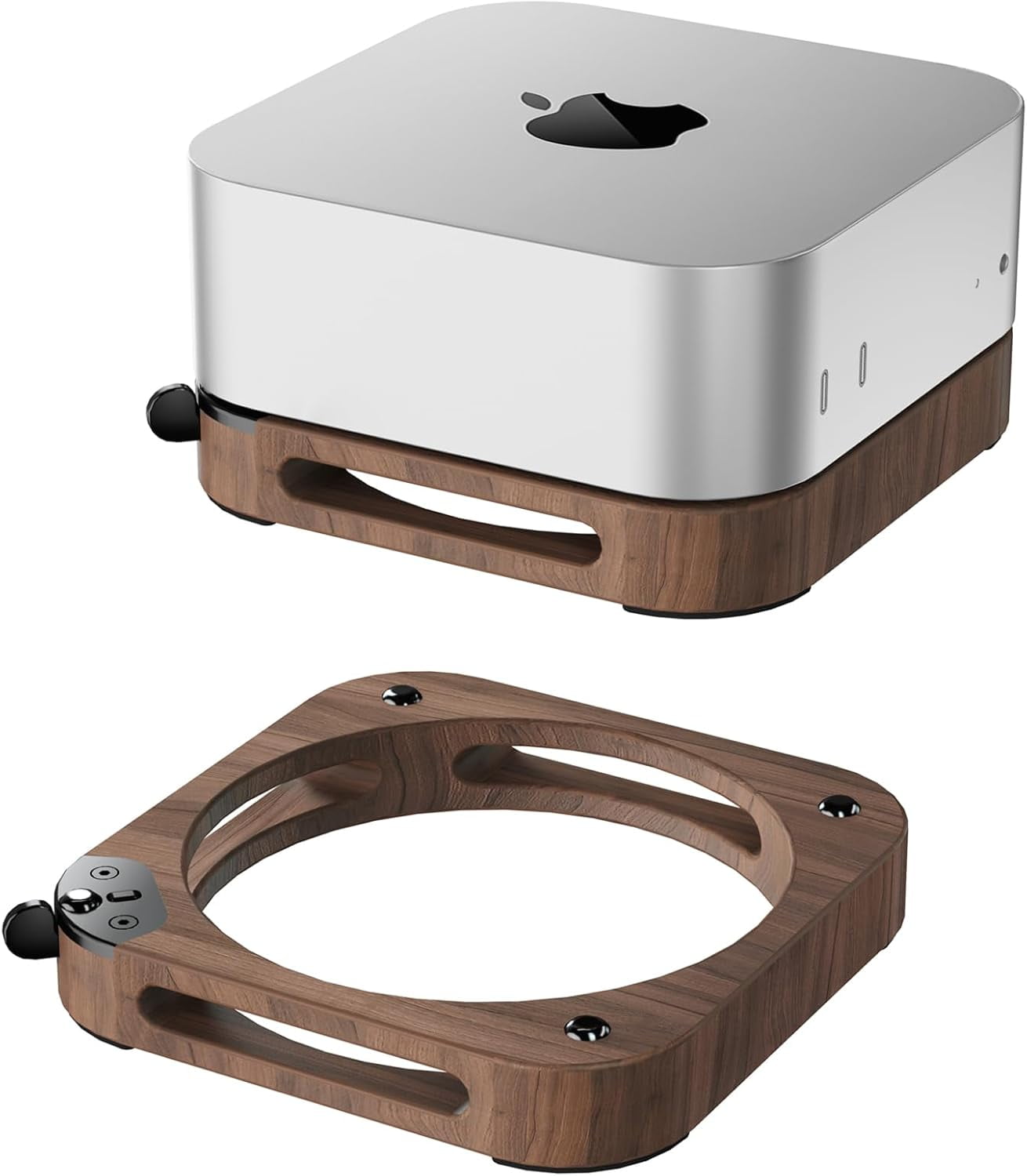 Mac Mini M4 Stand Accessories - Wooden Desk with Cooling Pad, Dust ...
