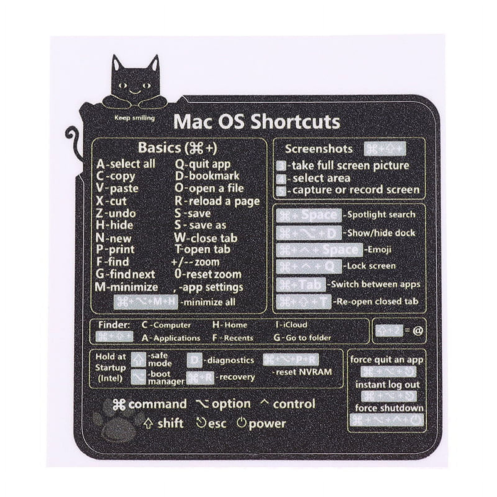 Mac OS Reference Keyboard Computer Shortcut Sticker Adhesive Removable ...