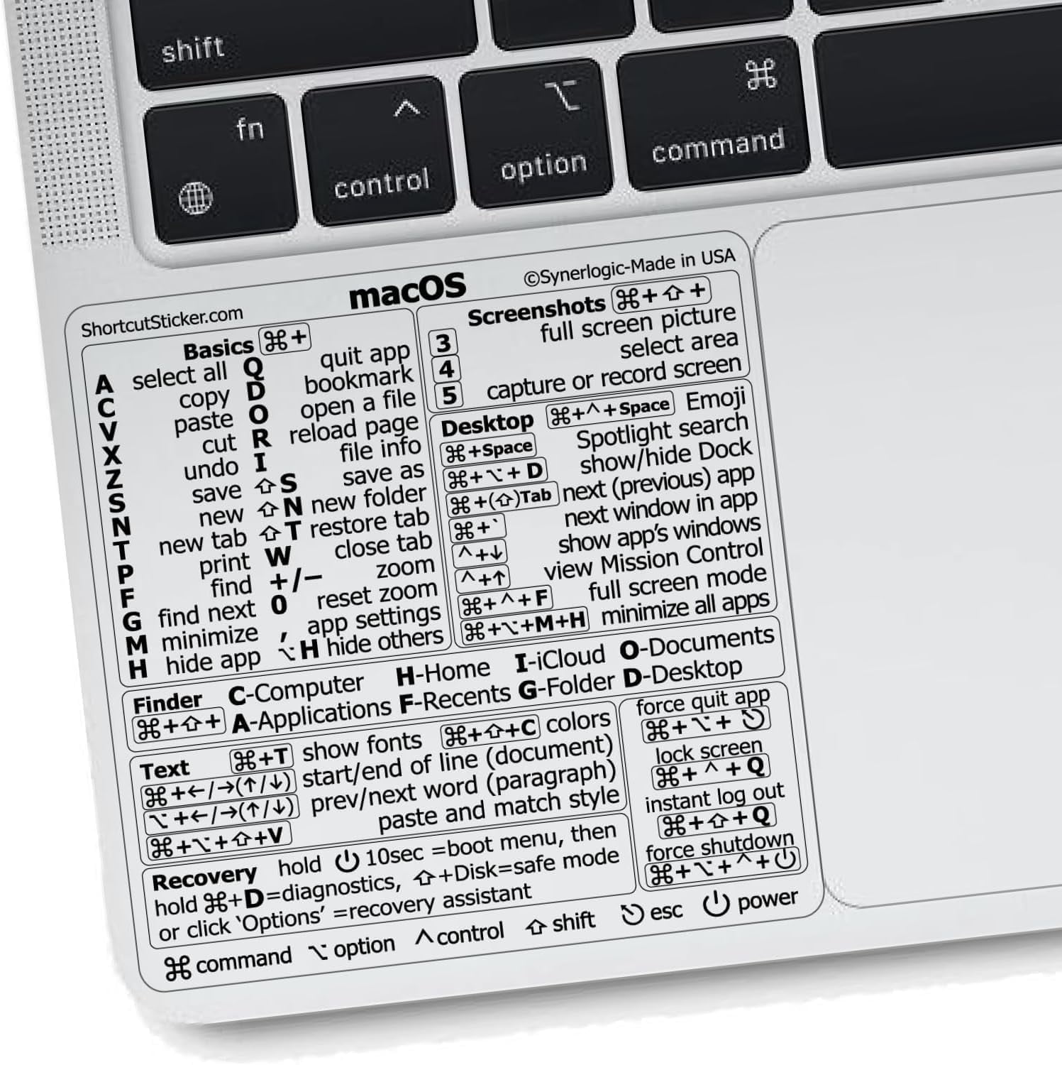 Mac OS Shortcuts Sticker | Keyboard Stickers for macOS Laminated Vinyl ...