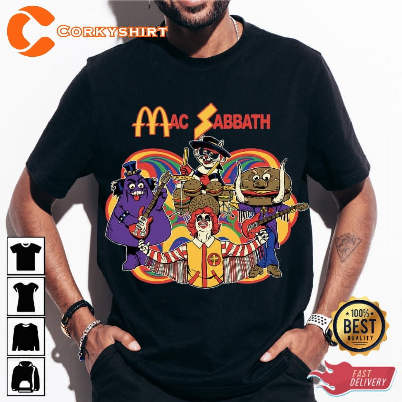 Mac Sabbath Mcdonaldland Parody Heavy Metal Enthusiast Outfit Unisex T ...