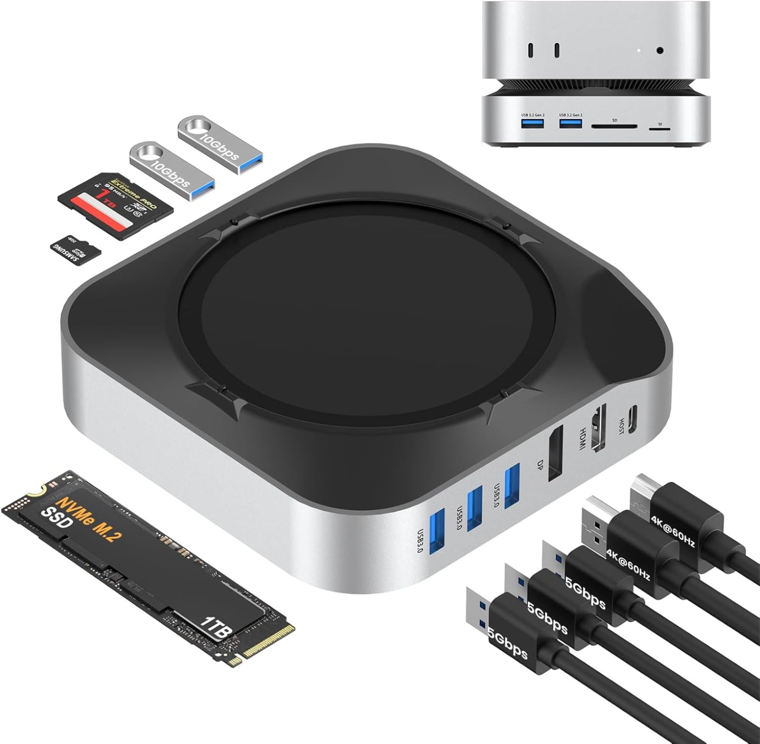 Mac mini M4 Dock, Docking Station Dual Monitor Mac mini Accessories USB ...