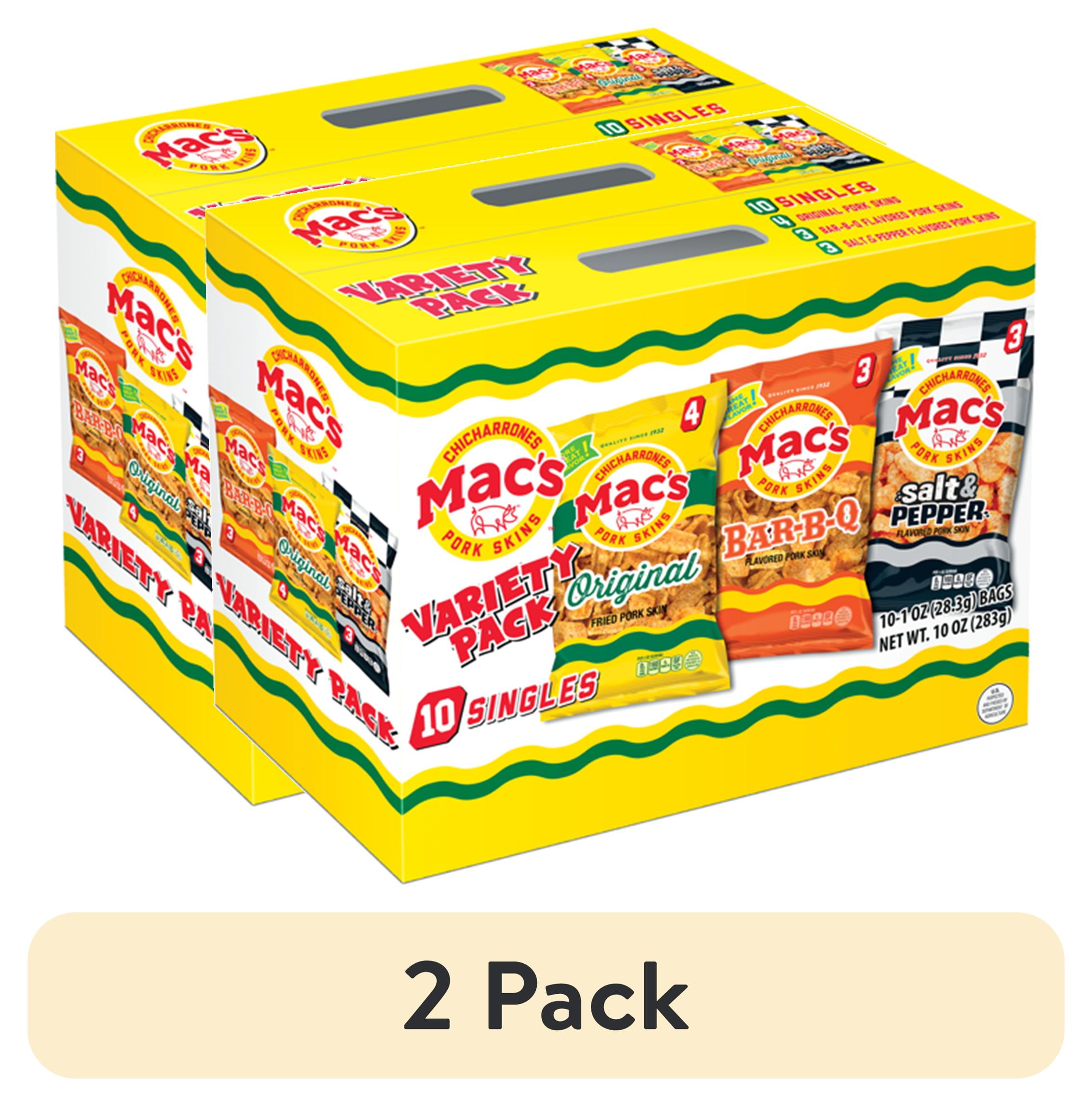 (2 pack) Mac's Chicharrones Variety Pack Crispy Fried Pork Skins, 1 oz ...