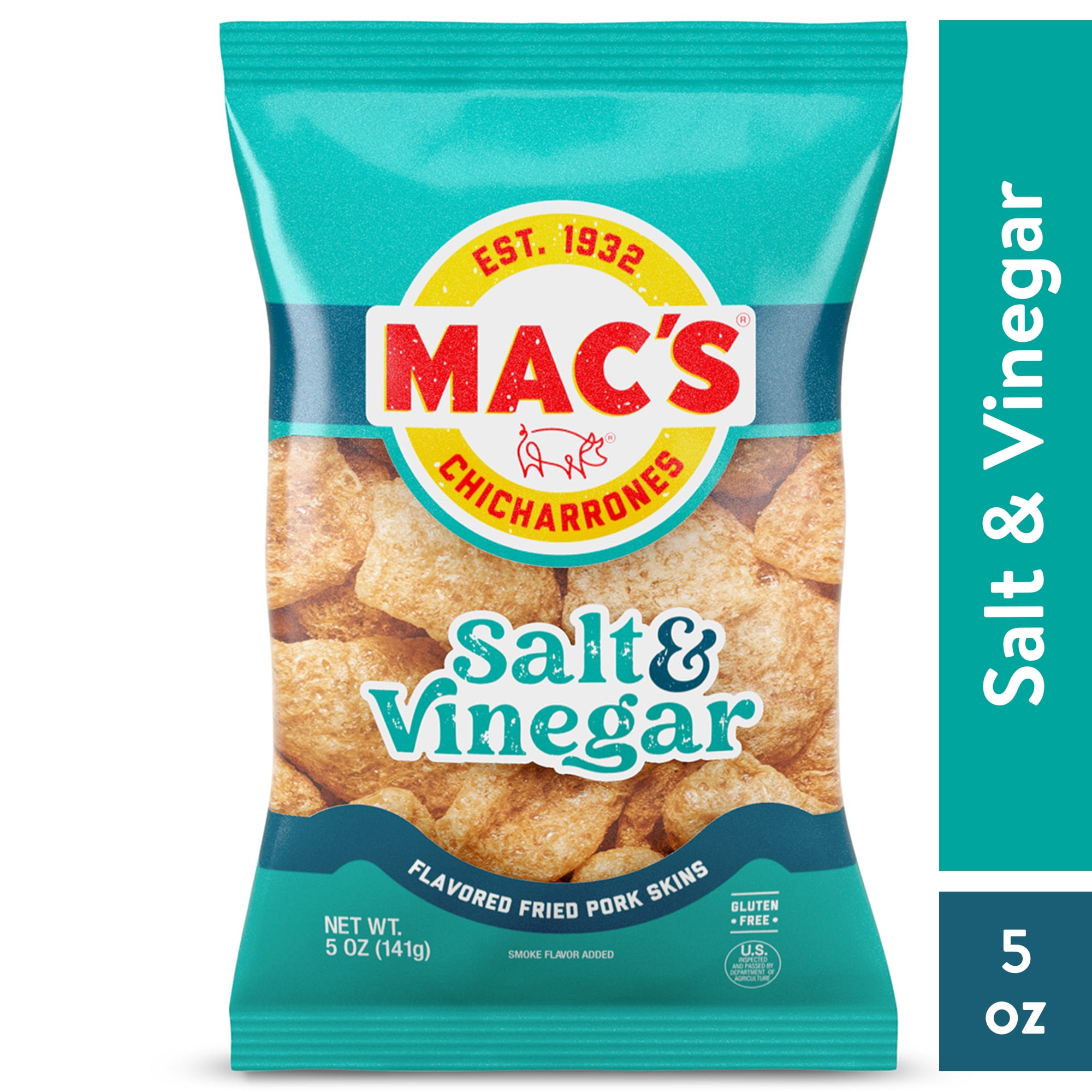 Mac's Salt & Vinegar Flavored Crispy Fried Pork Rinds, Keto & Paleo ...