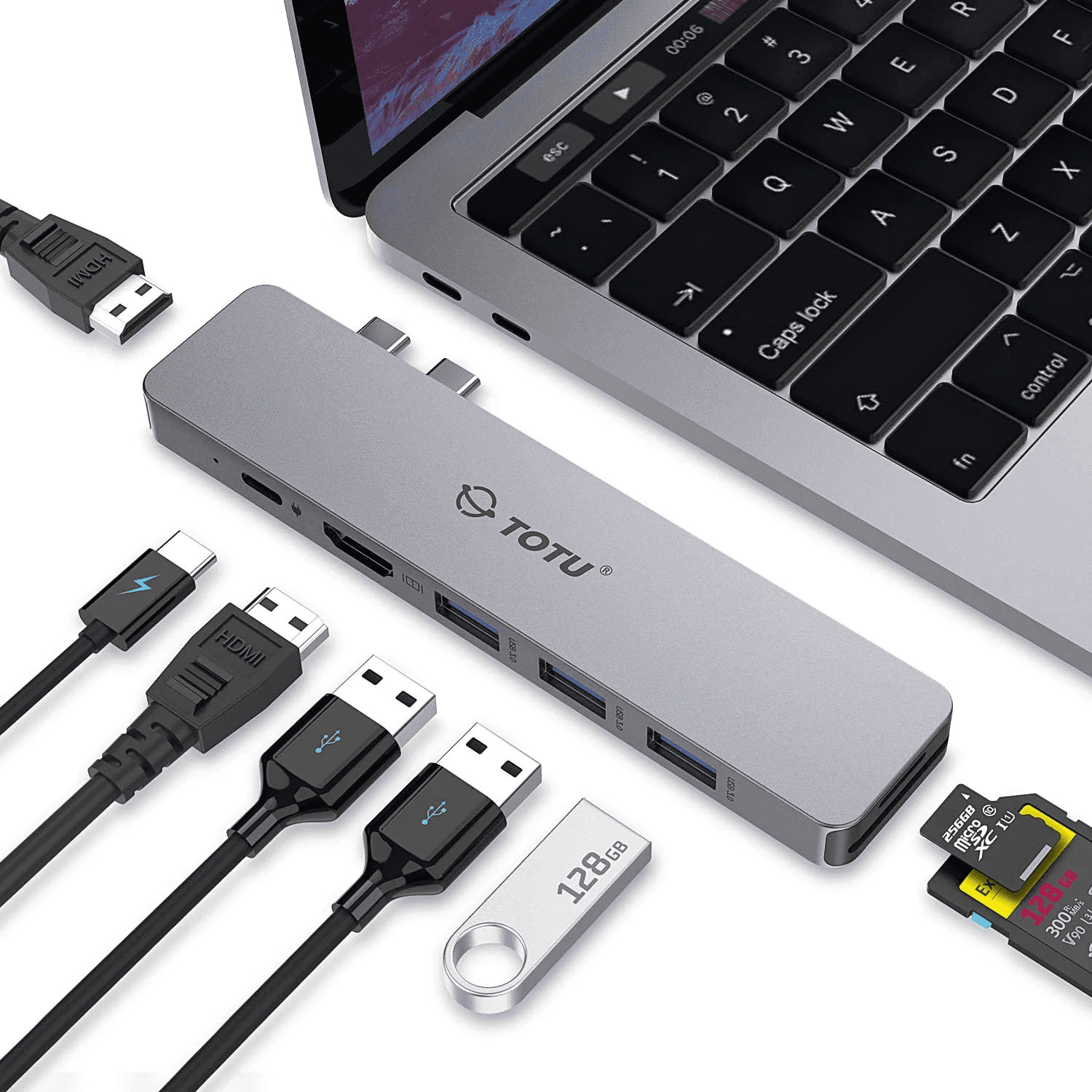 MacBook Pro Adapter, 8 in 2 USB C Hub MacBook Pro USB Adapter with Dual ...