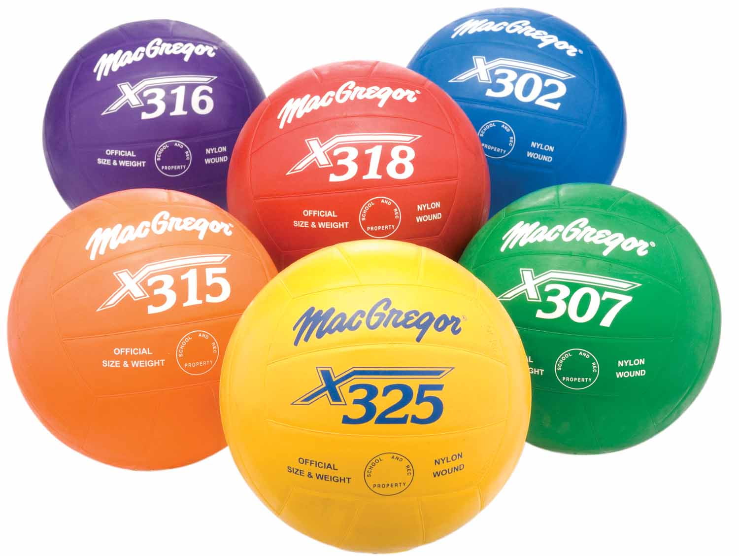 MacGregor® Regulation Size Rubber Volleyball - Rainbow Pack of 6 ...