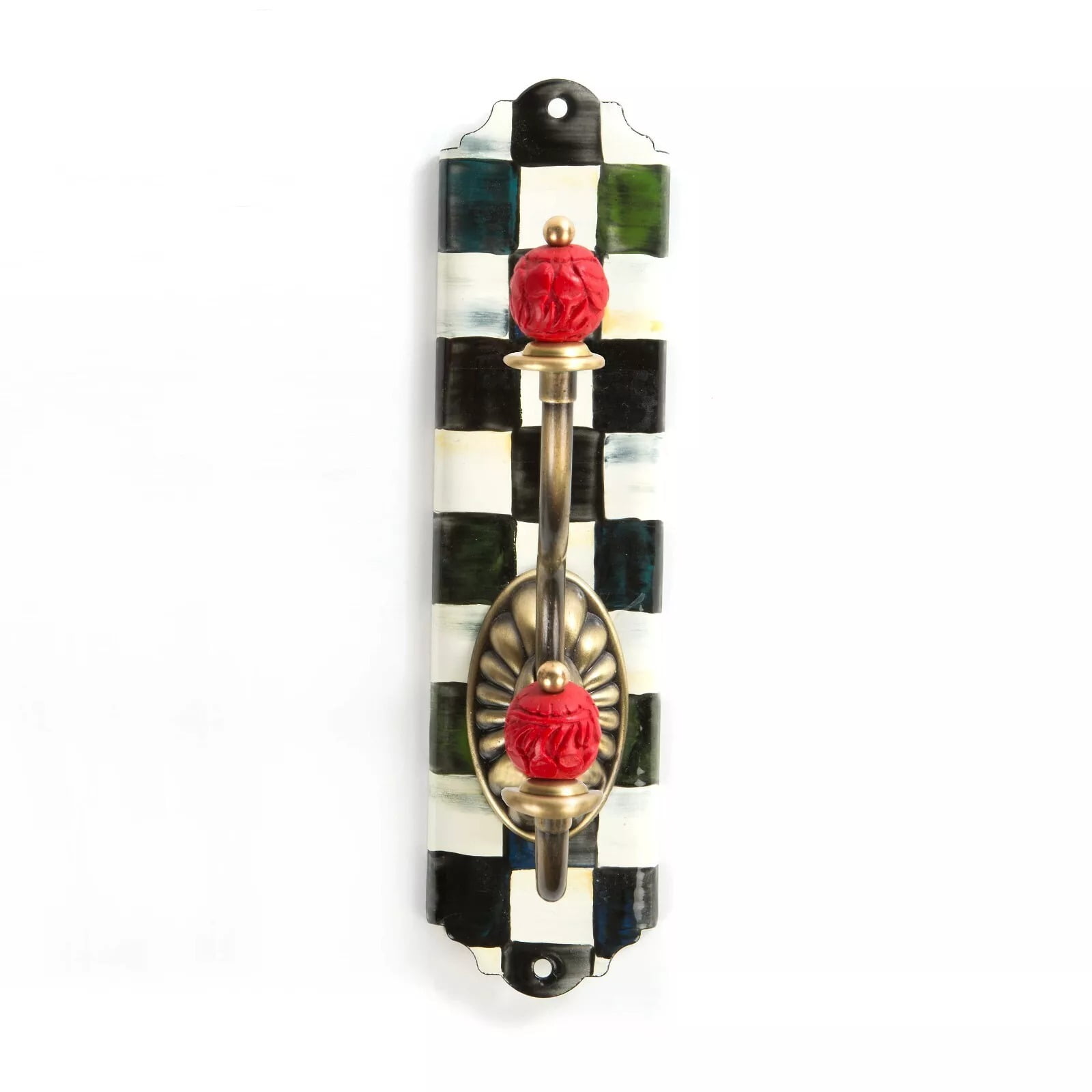 MacKenzie-Childs Courtly Check Enamel Single Wall Hook - Brand New with ...