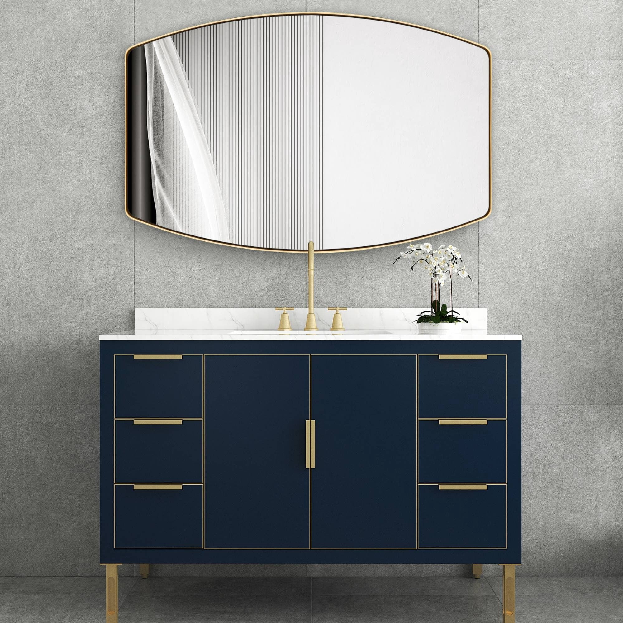MacLuu Oblong Metal Wall Mirror 24" x 36" - Gold - Walmart.com