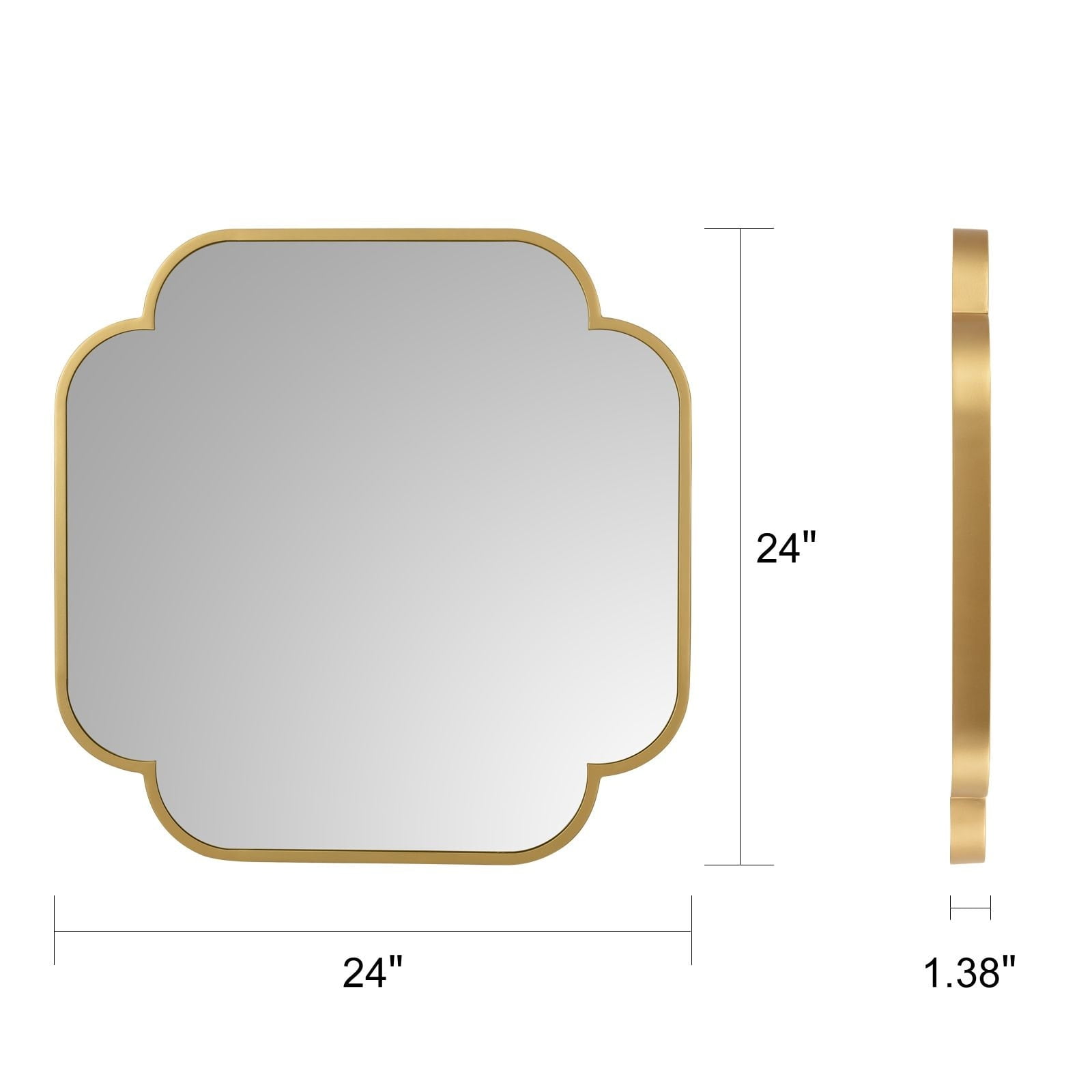 MacLuu Rectangle Scalloped Decorative Wall Mirror 24" x 24" - Gold ...