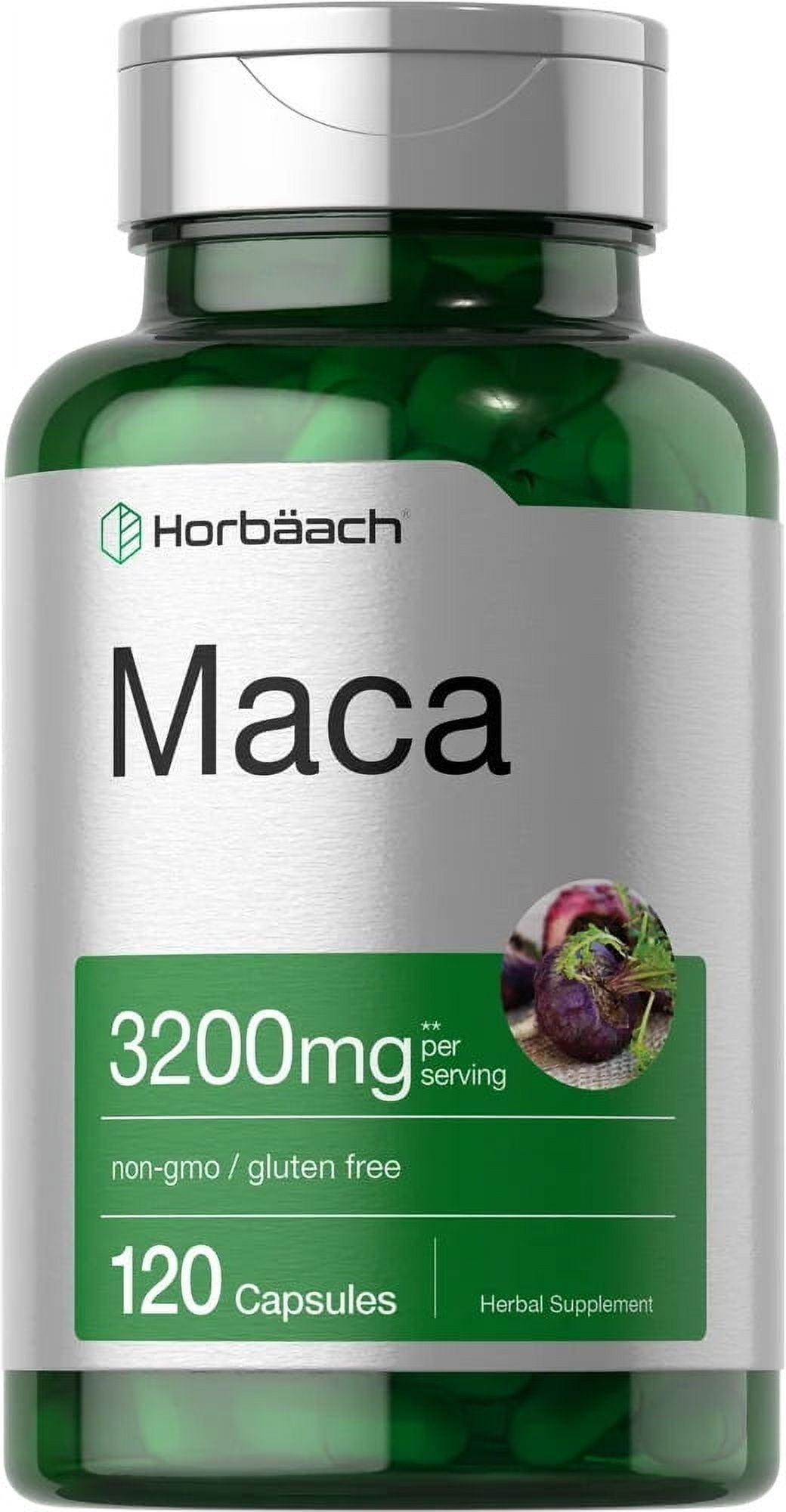 Horbaach Maca Root Capsules, 4800mg, 120 Count, Peruvian Ginseng ...