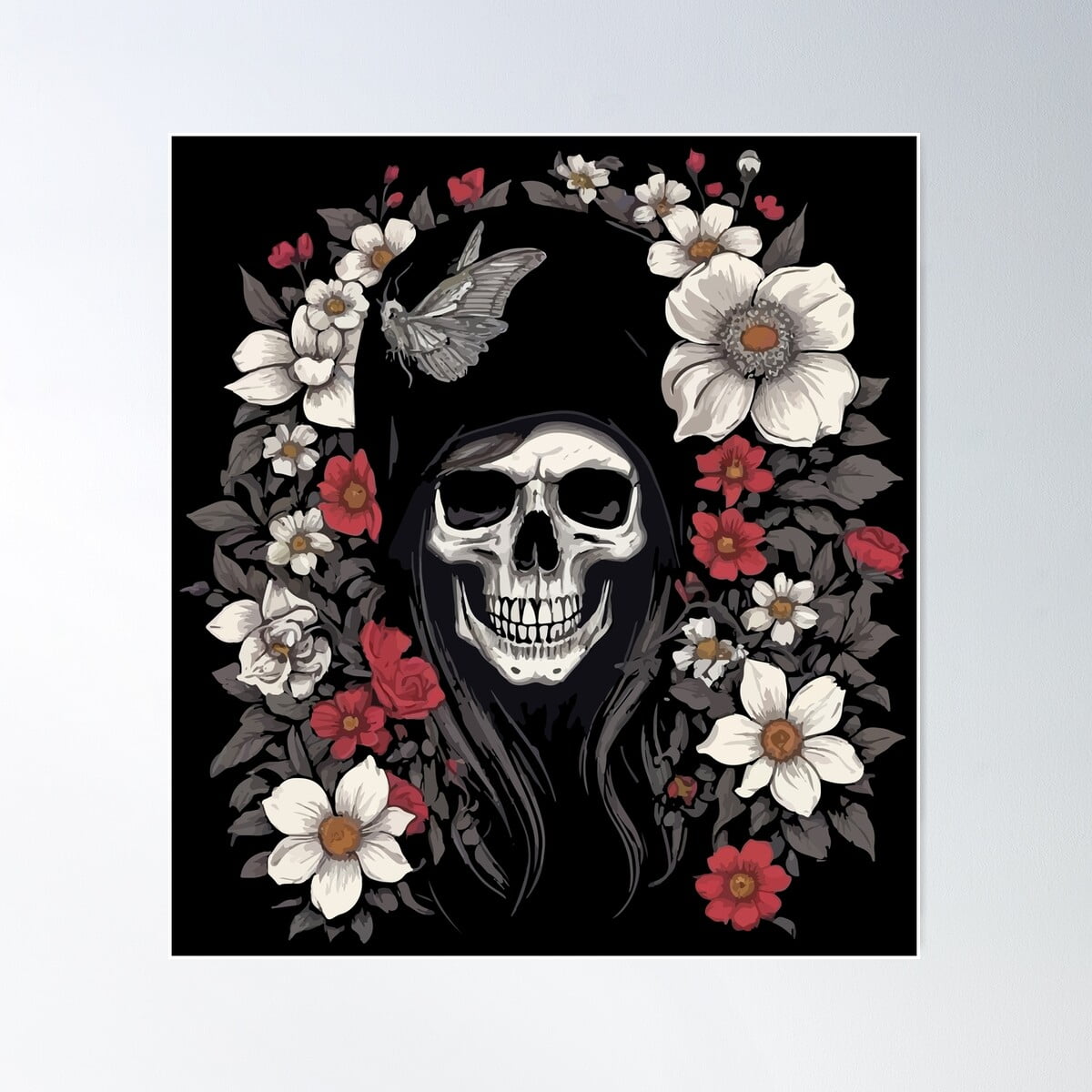 Macabre Elegance: Victorian Skull Reaper And Floral Fusion Poster Wall ...